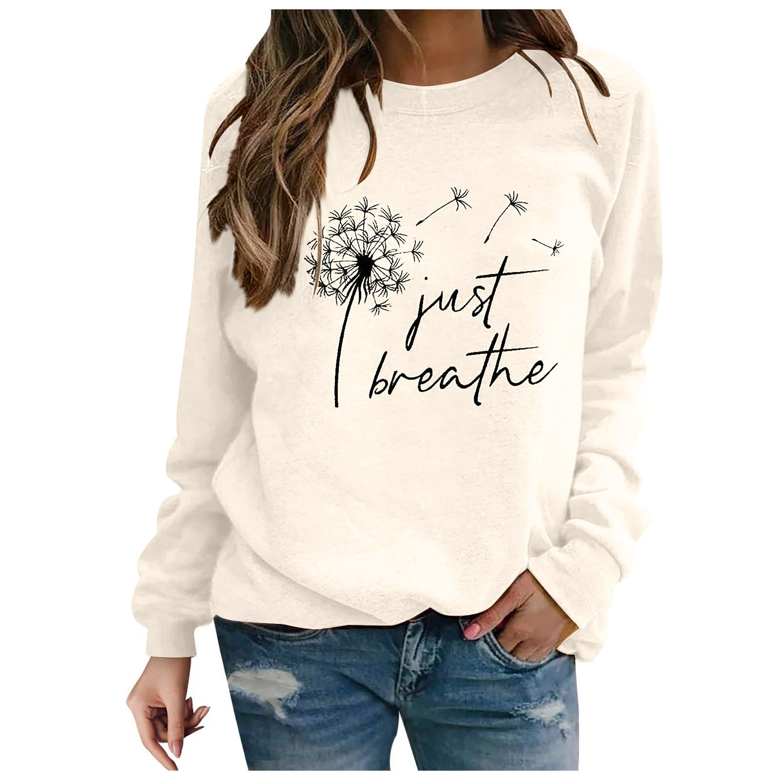 Floleo Women's Tops Blouse Clearance Fall Womens Floral Letter Printing ...