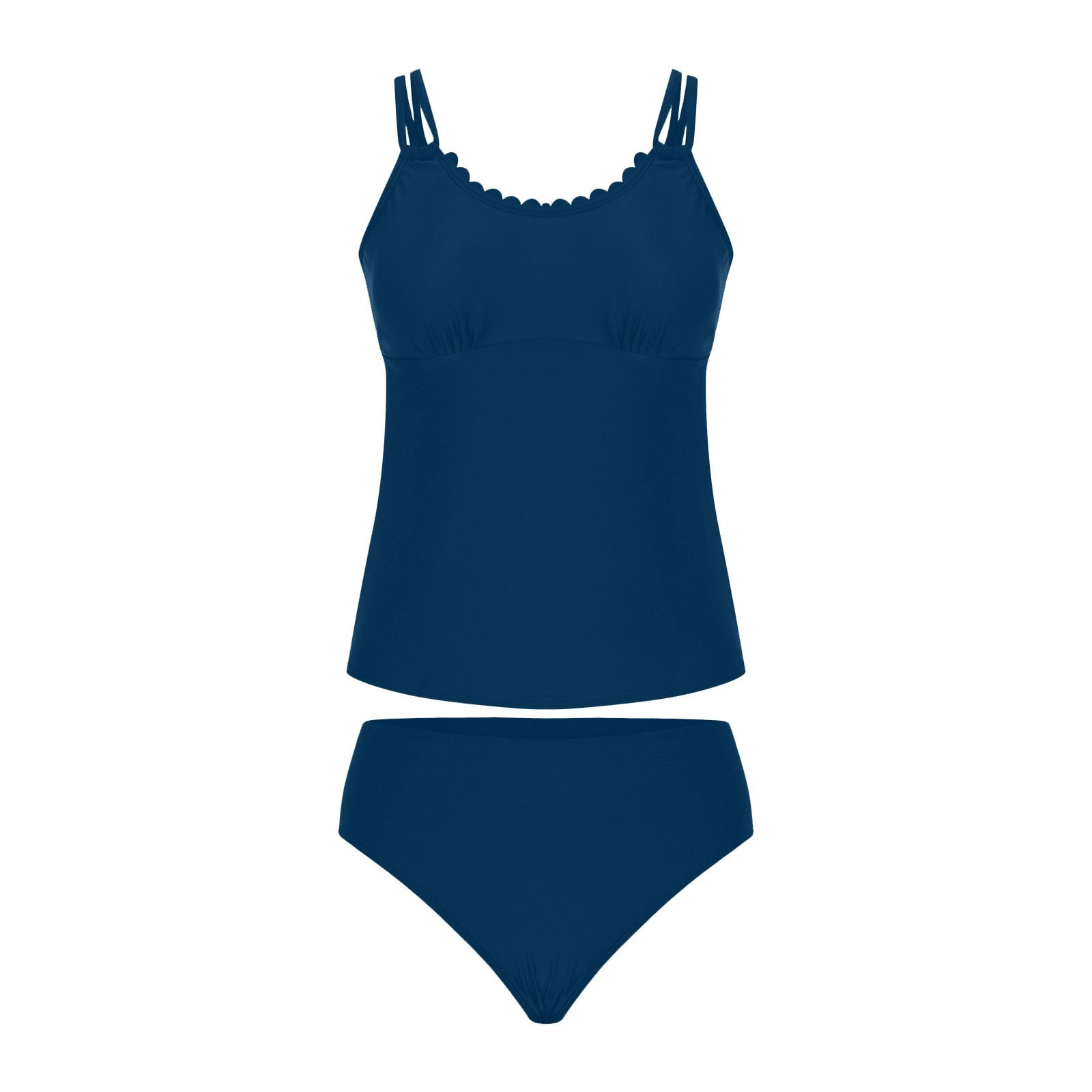 Floleo Women's Two-Piece Tankini Set Scallop Neck Flowy Bathing Suit ...