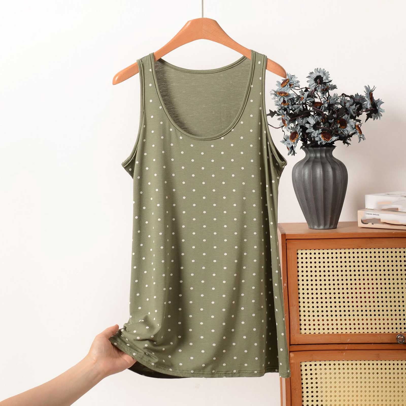 Floleo Women's U-Neck Allover Polka Dot Sleeveless Longline Tank Top ...