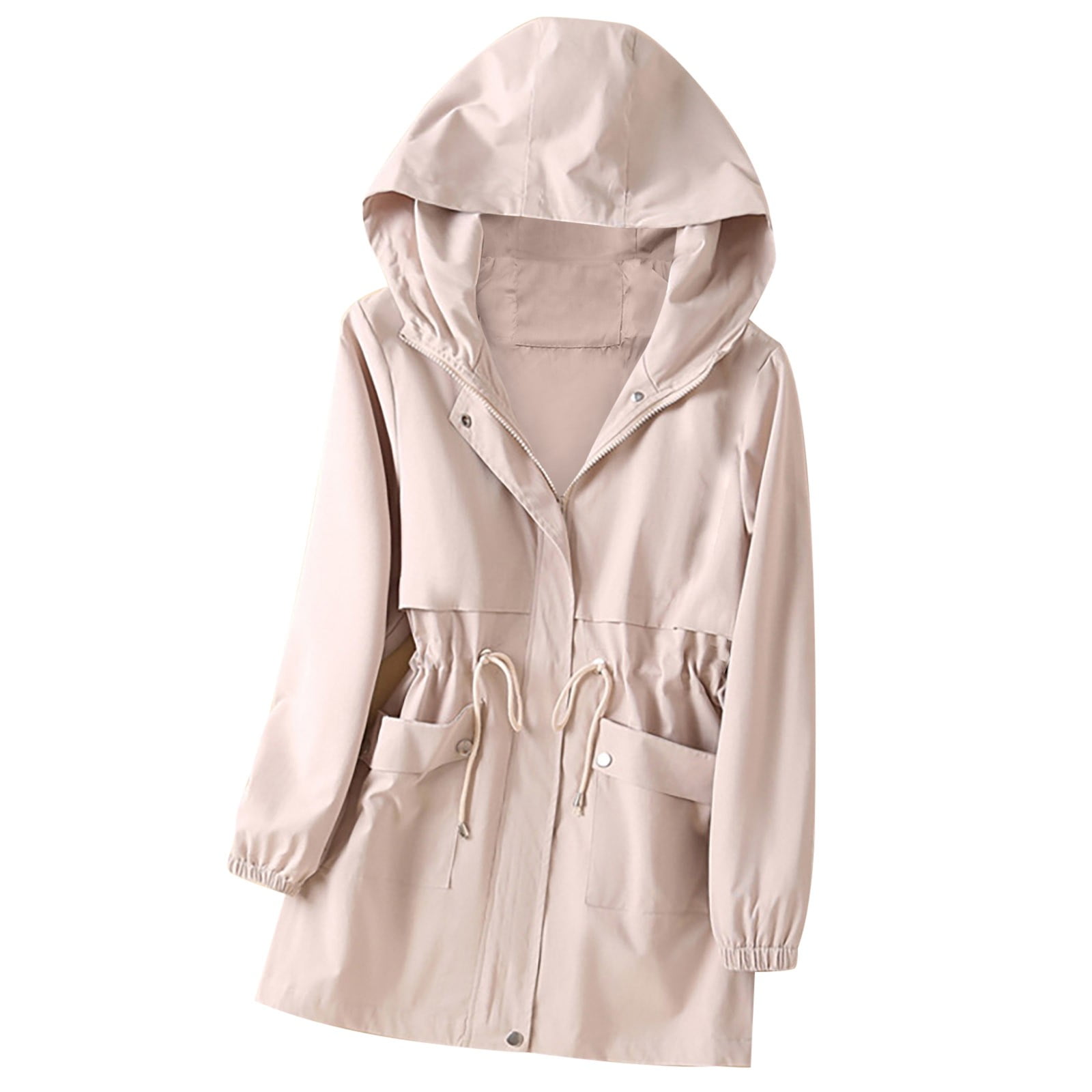 Floleo Womens Ligtweight Jackets Long Sleeve Anorak Utility Drawstring ...