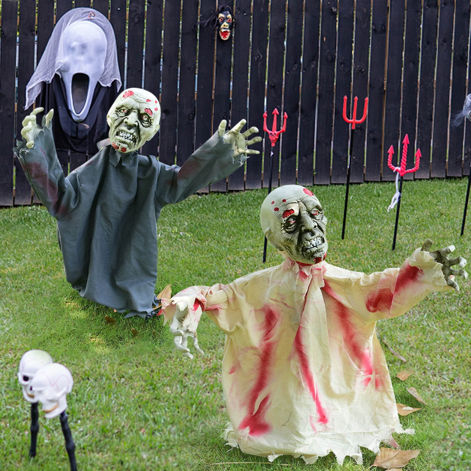 Floleo Zombie Groundbreaker Decor Animated Halloween Decorations ...