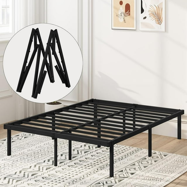 "Flolinda High Base Steel Queen Bed Frame, Foldable, 14"", 3000lbs ...