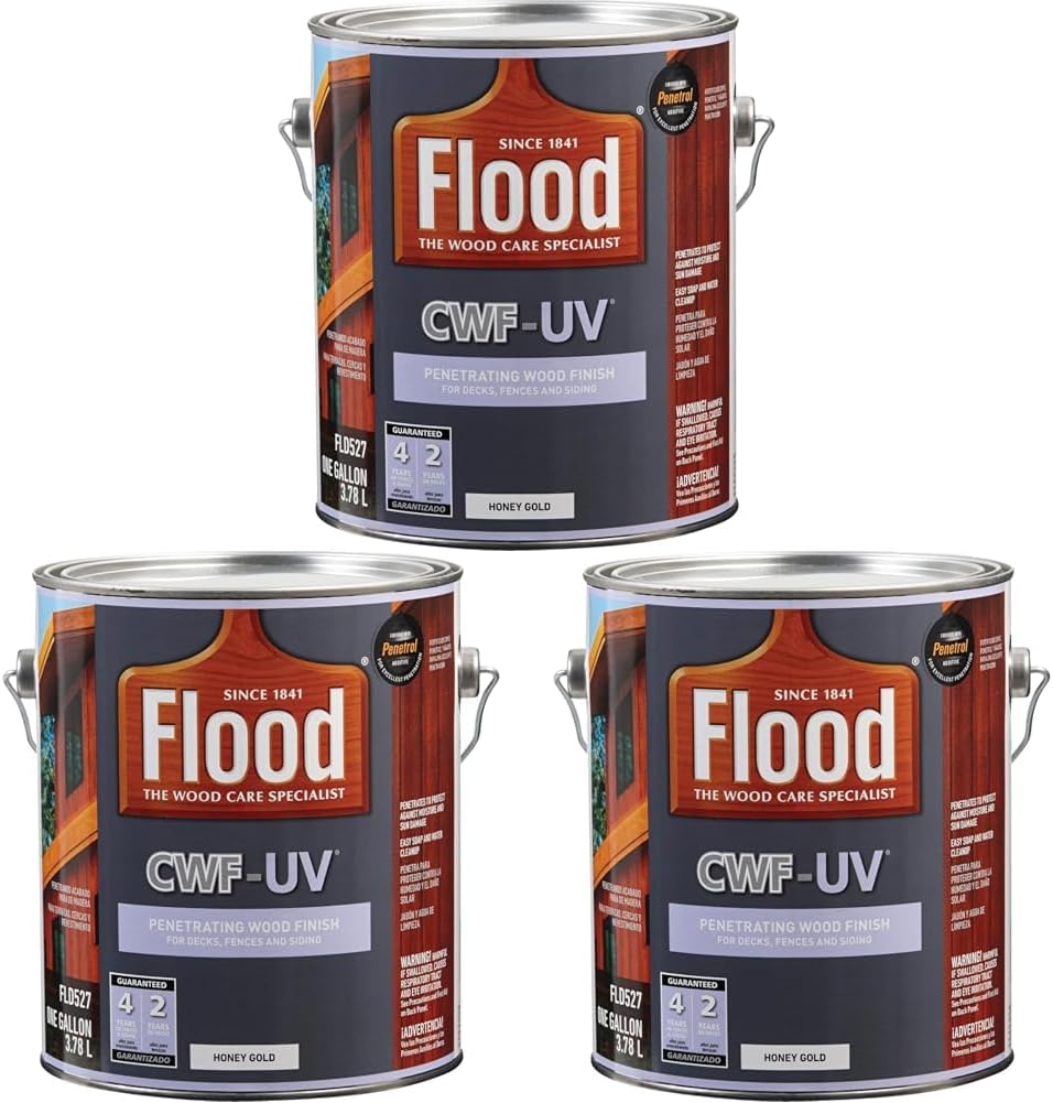 Flood 5 gal. Honey Gold Transparent CWF-UV Exterior Wood Stain ...