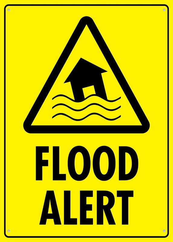 Flood Alert Bright Yellow Sign For House 12" X 8" Yard Sign, Premium ...