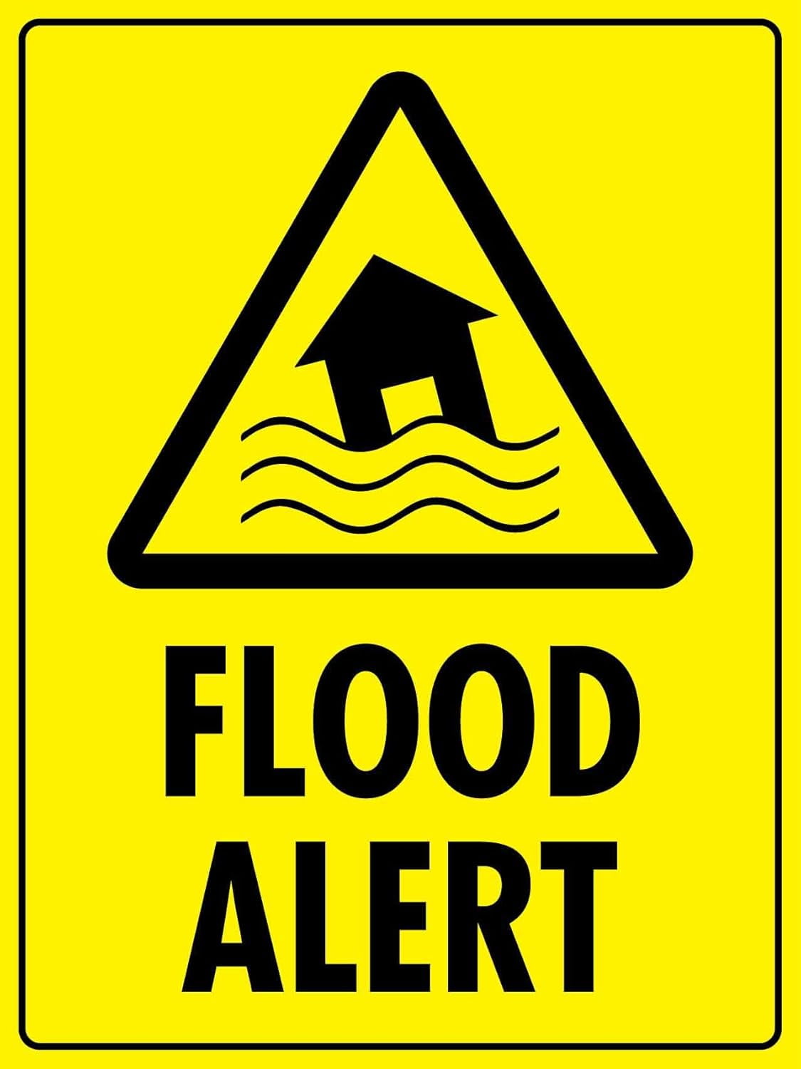 Flood Alert Bright Yellow Sign Warning Signage 8 X 12 Inch Metal Tin ...