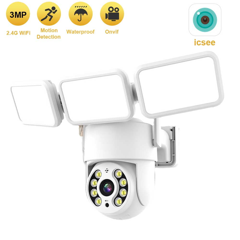 Flood Light WiFi Camera Outdoor 3MP HD IP66 Weatherproof Waterproof ...