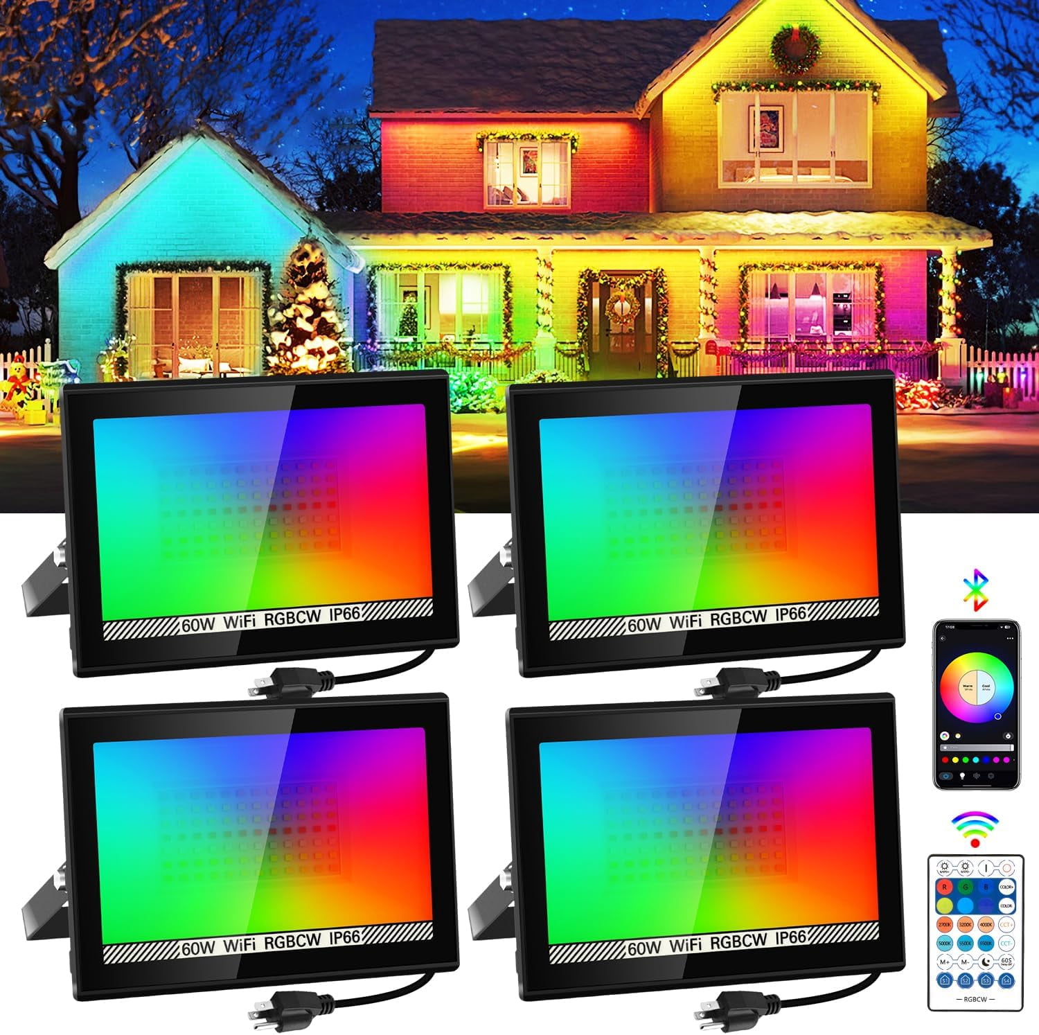 Flood Lights Outdoor 1000W Equivalent Color Changing Landscape LED ...