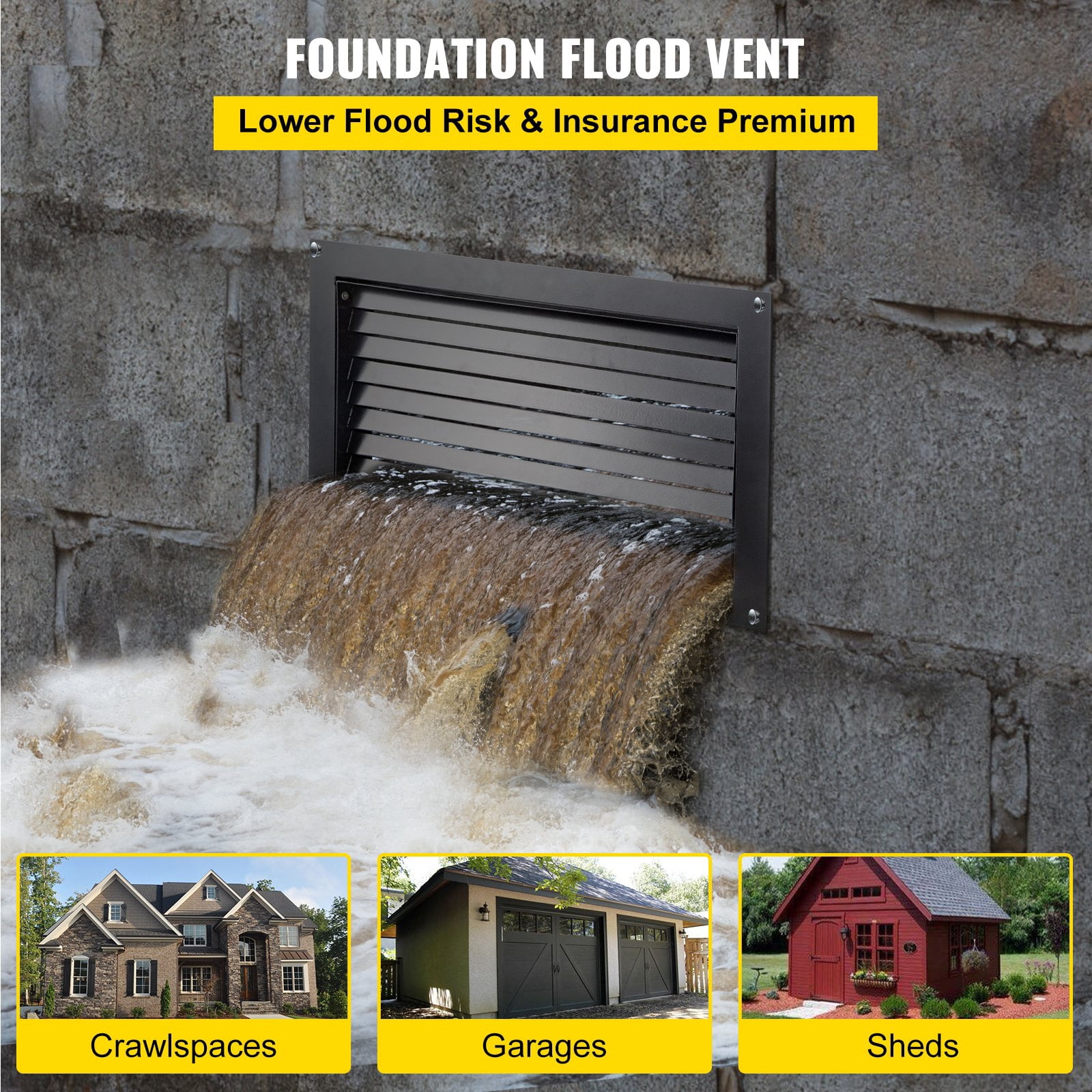 Flood Vent 16” X 32” Foundation Flood Vent to Reduce Foundation Damage ...