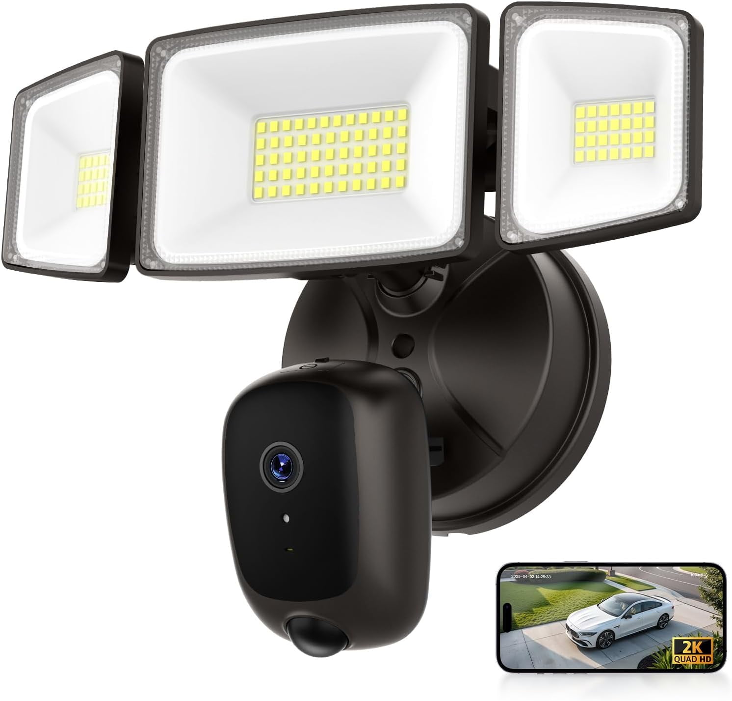 Floodlight Camera Outdoor, 5500-Lumen 2K HD Smart Security Flood Light ...