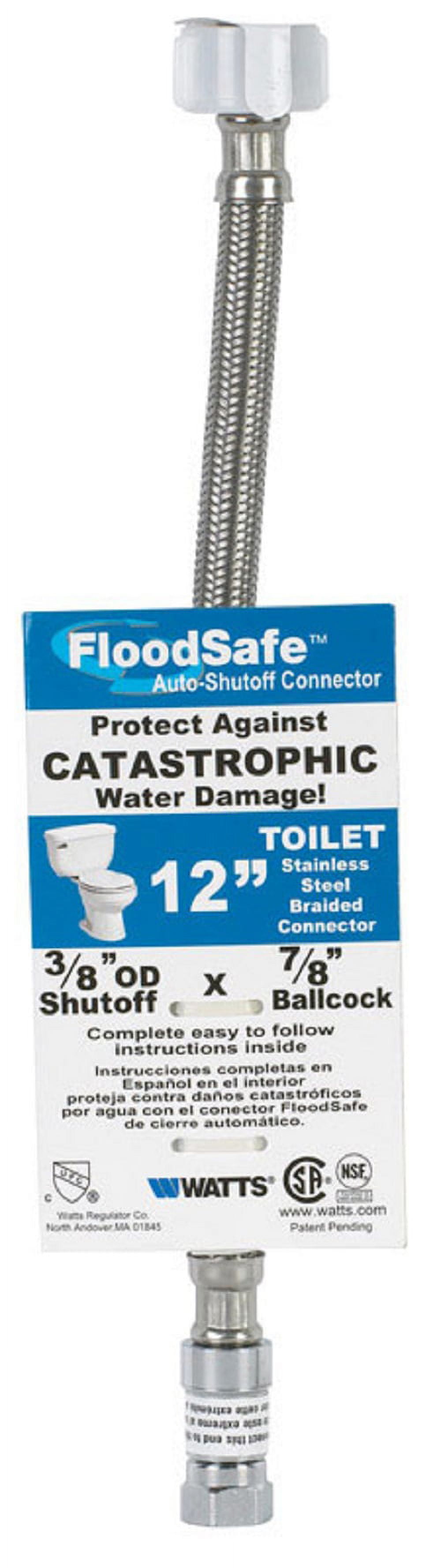 Floodsafe Toilet Connector Stainless Steel 3/8 " Comp X 7/8 " Ballcock ...