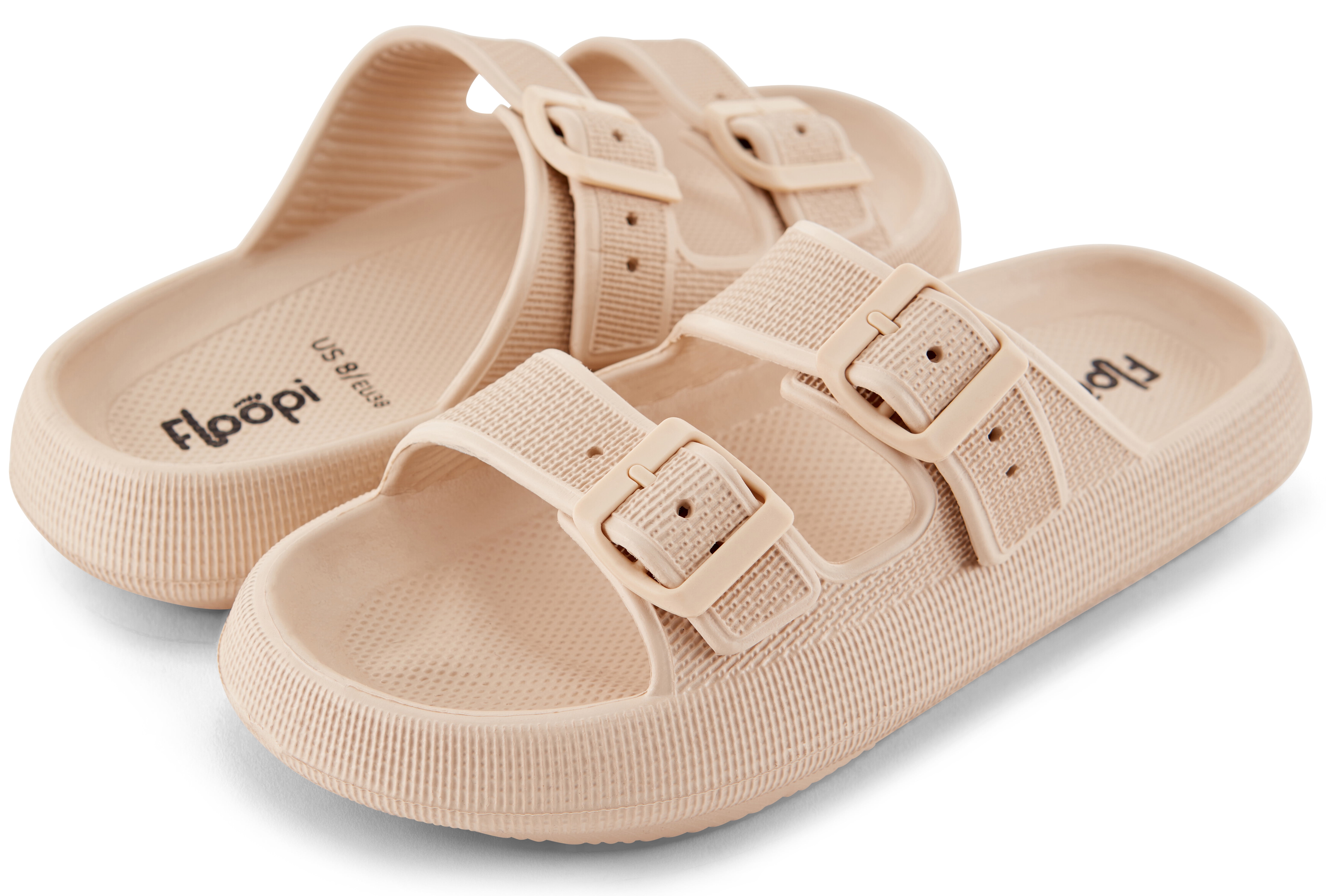 Floopi Cloud Slides for Women, Double Buckle Adjustable Slides, Non ...