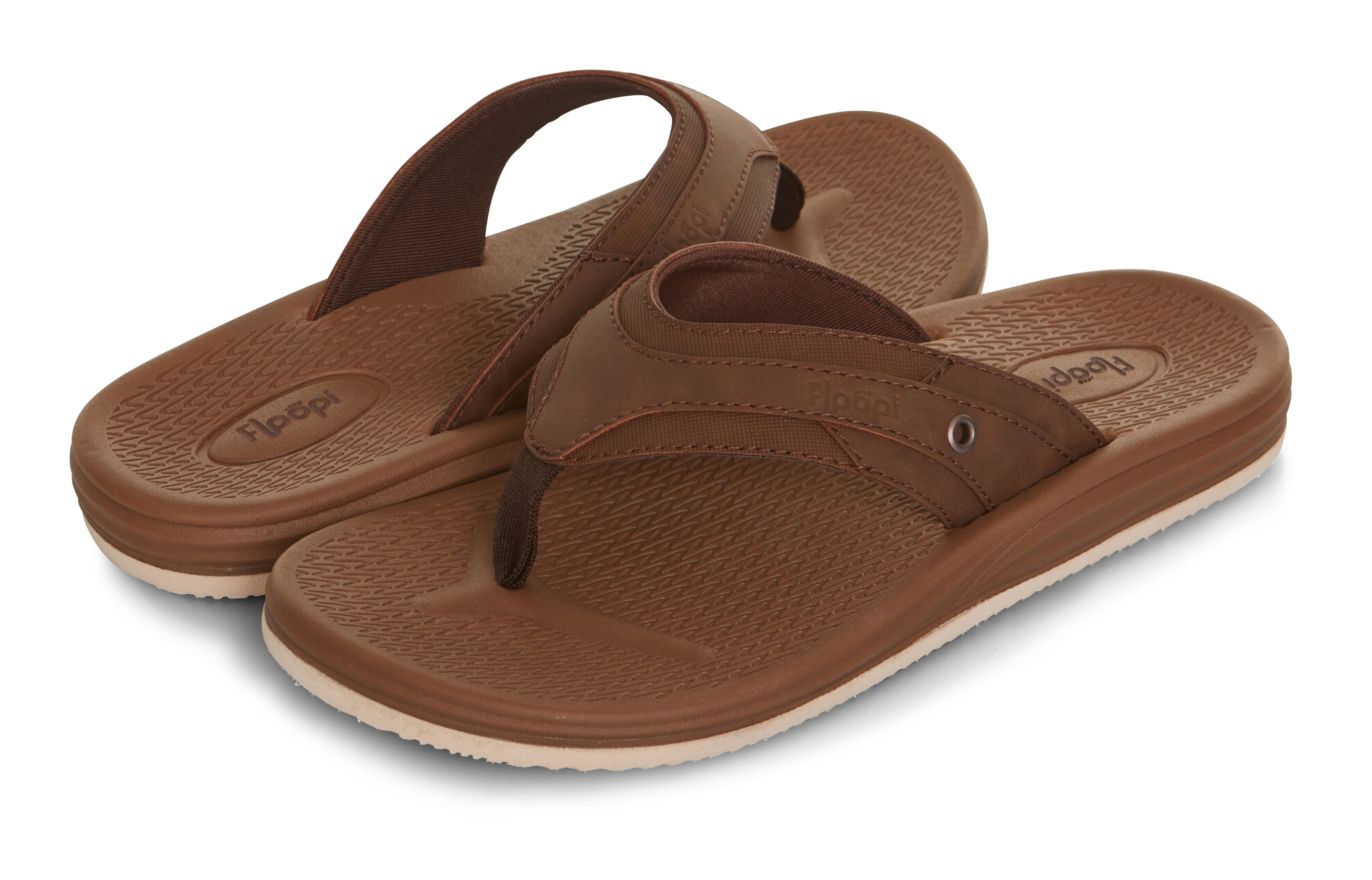 Floopi Flip Flops for Men Premium PU Leather Men Beach Sandals With ...