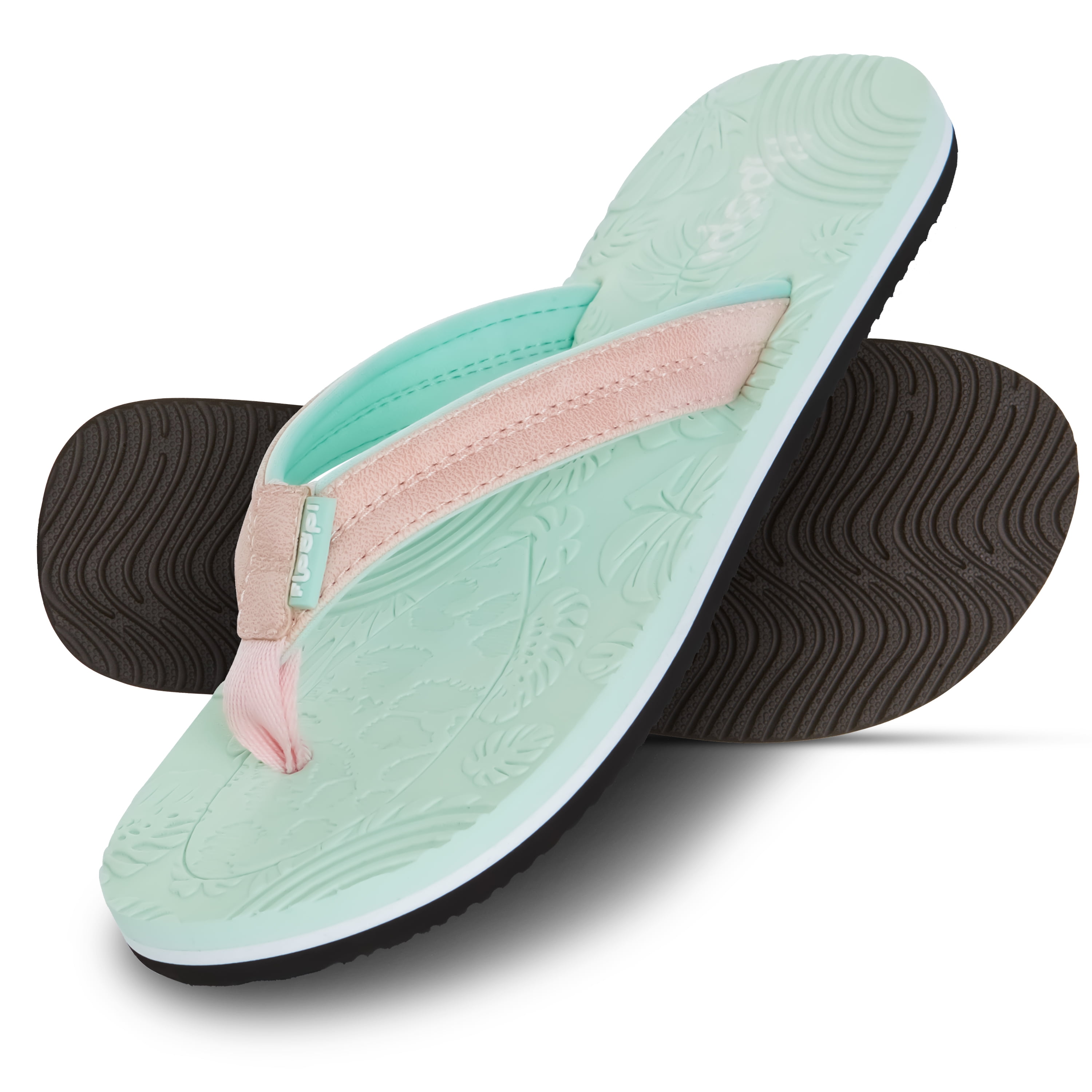 Floopi Flip Flops for Women Durable EVA Floral Textured Sandals Ladies ...