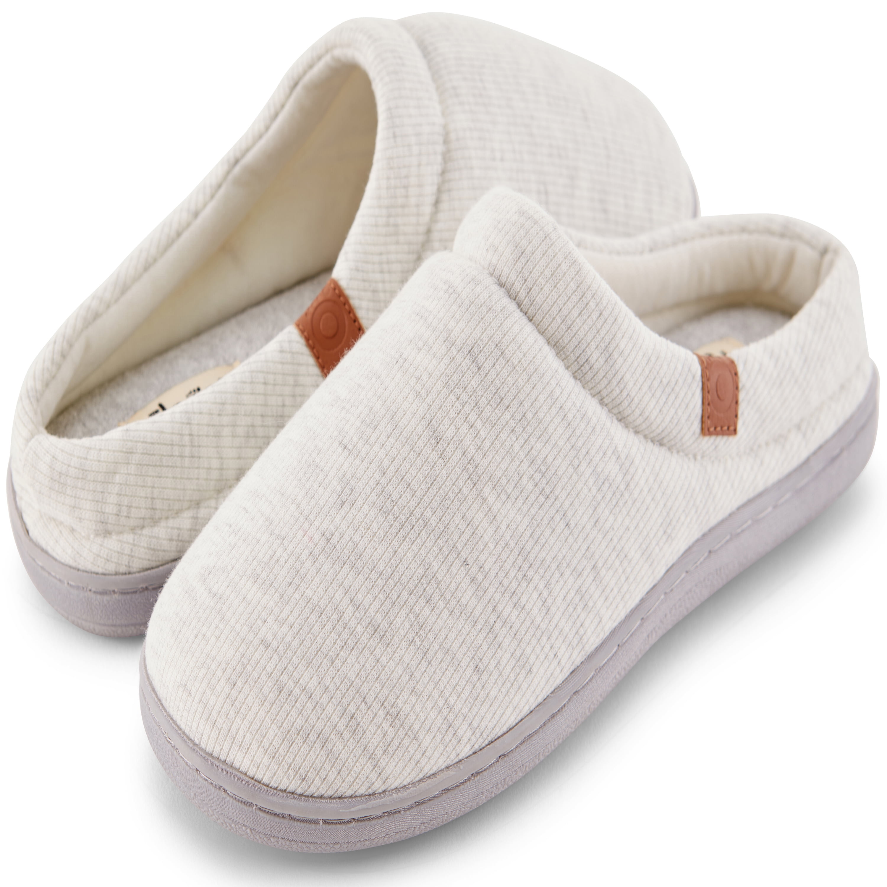 Floopi House Slippers for Women, Soft Ribbed Knit Closed Back Women ...