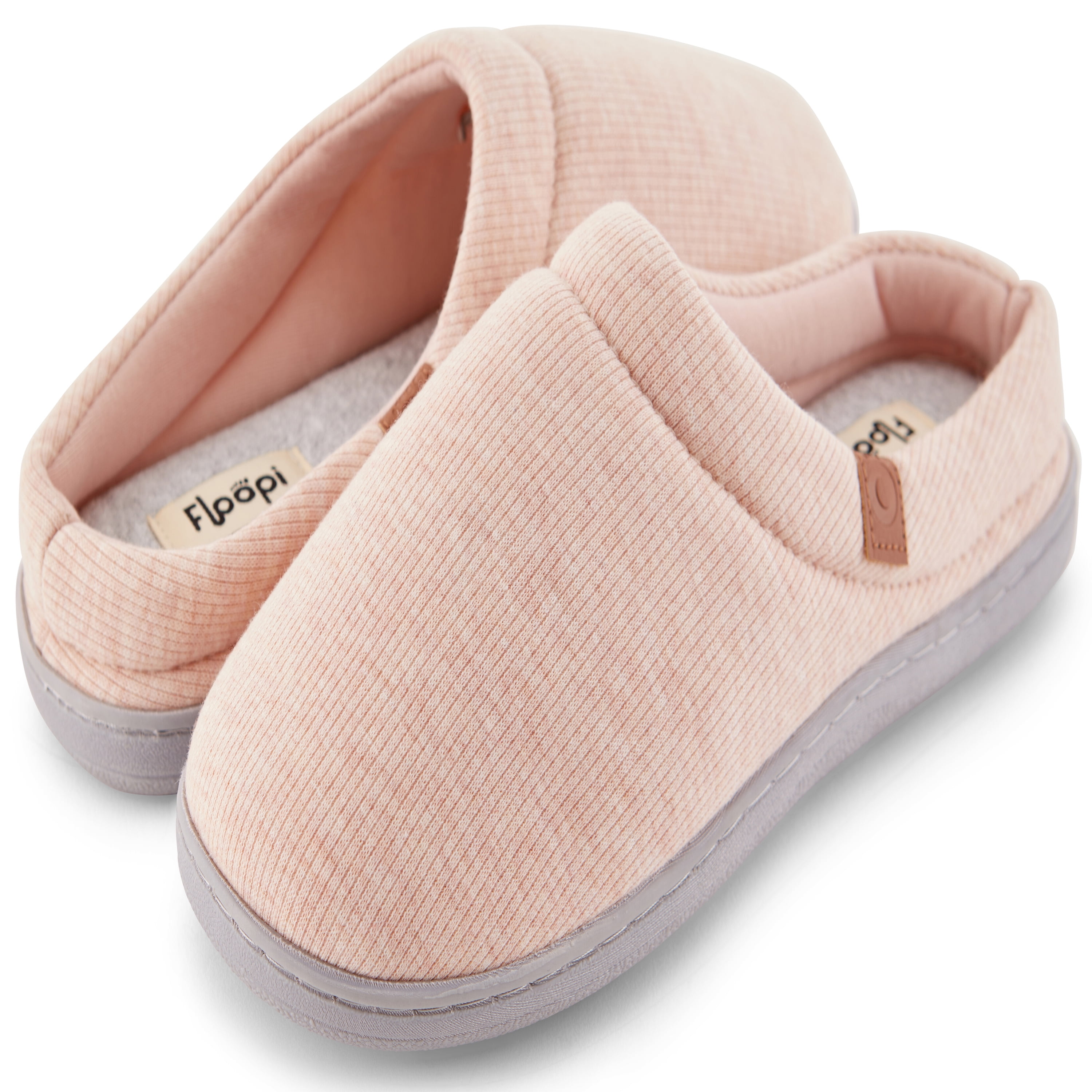 Floopi House Slippers for Women, Soft Ribbed Knit Closed Back Women ...