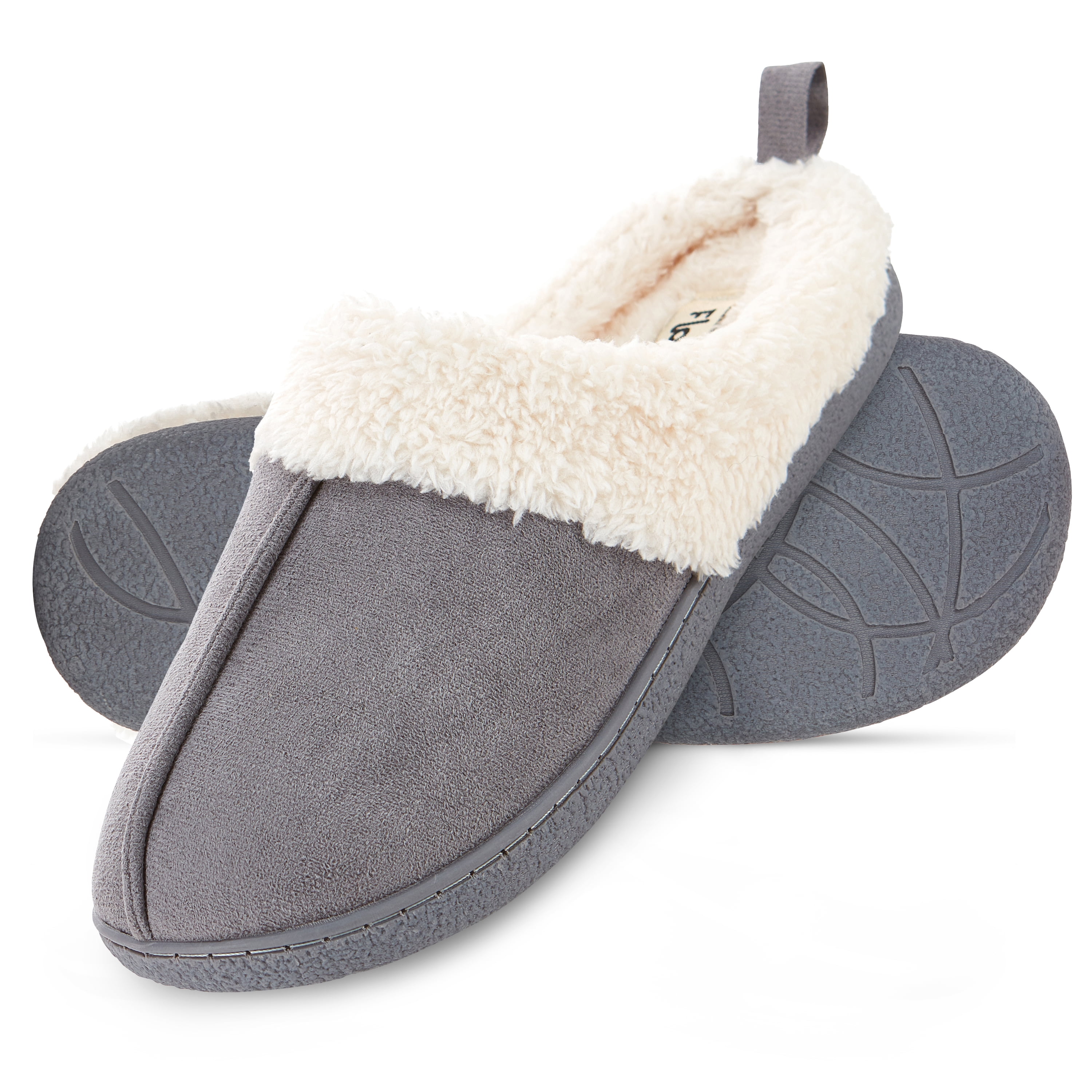 Floopi Women's Lined Clog Slippers, Faux Fur Shearling, Memory Foam ...