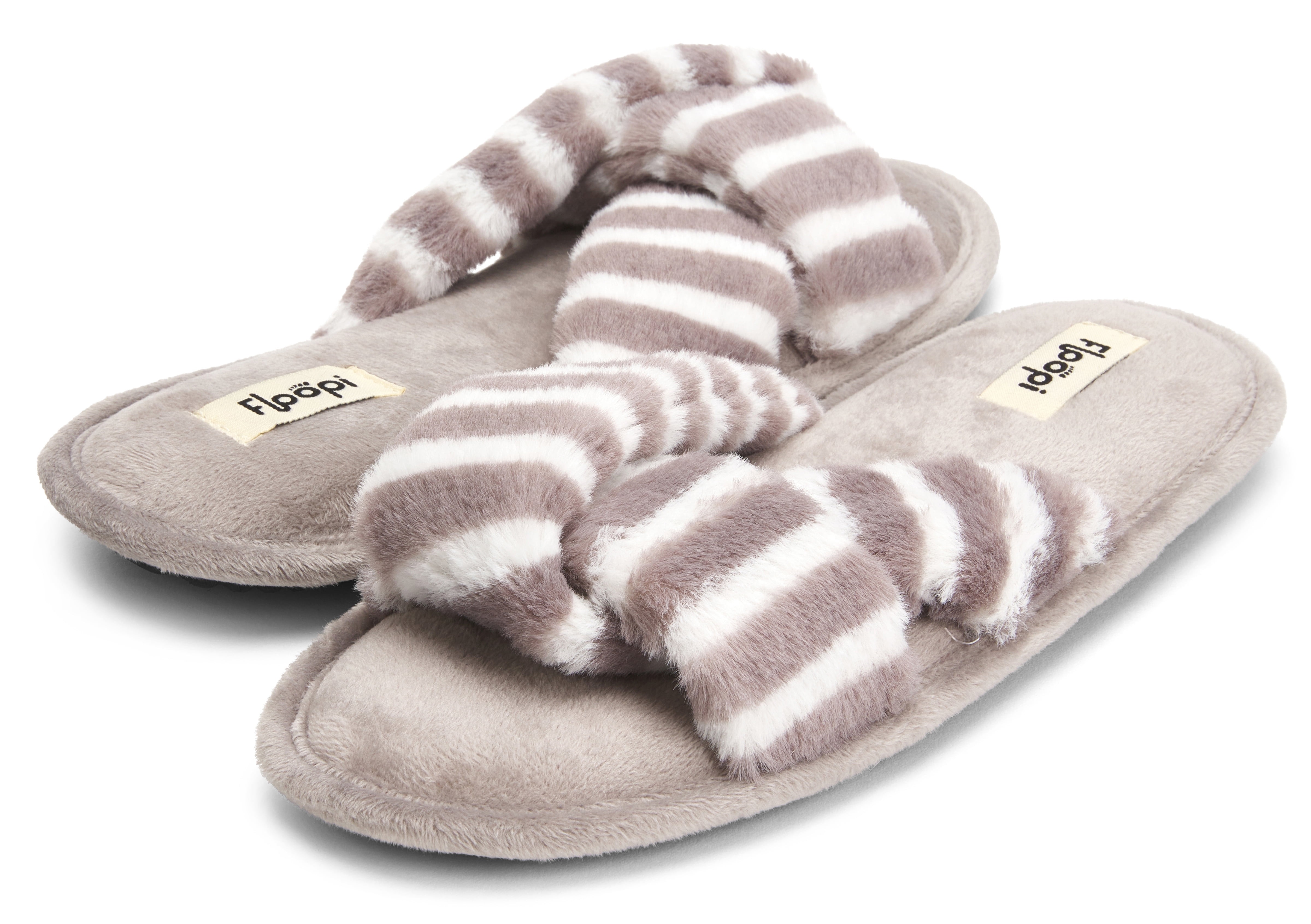 Floopi Women's Open Toe Memory Foam Criss Cross Soft Velour Slipper ...