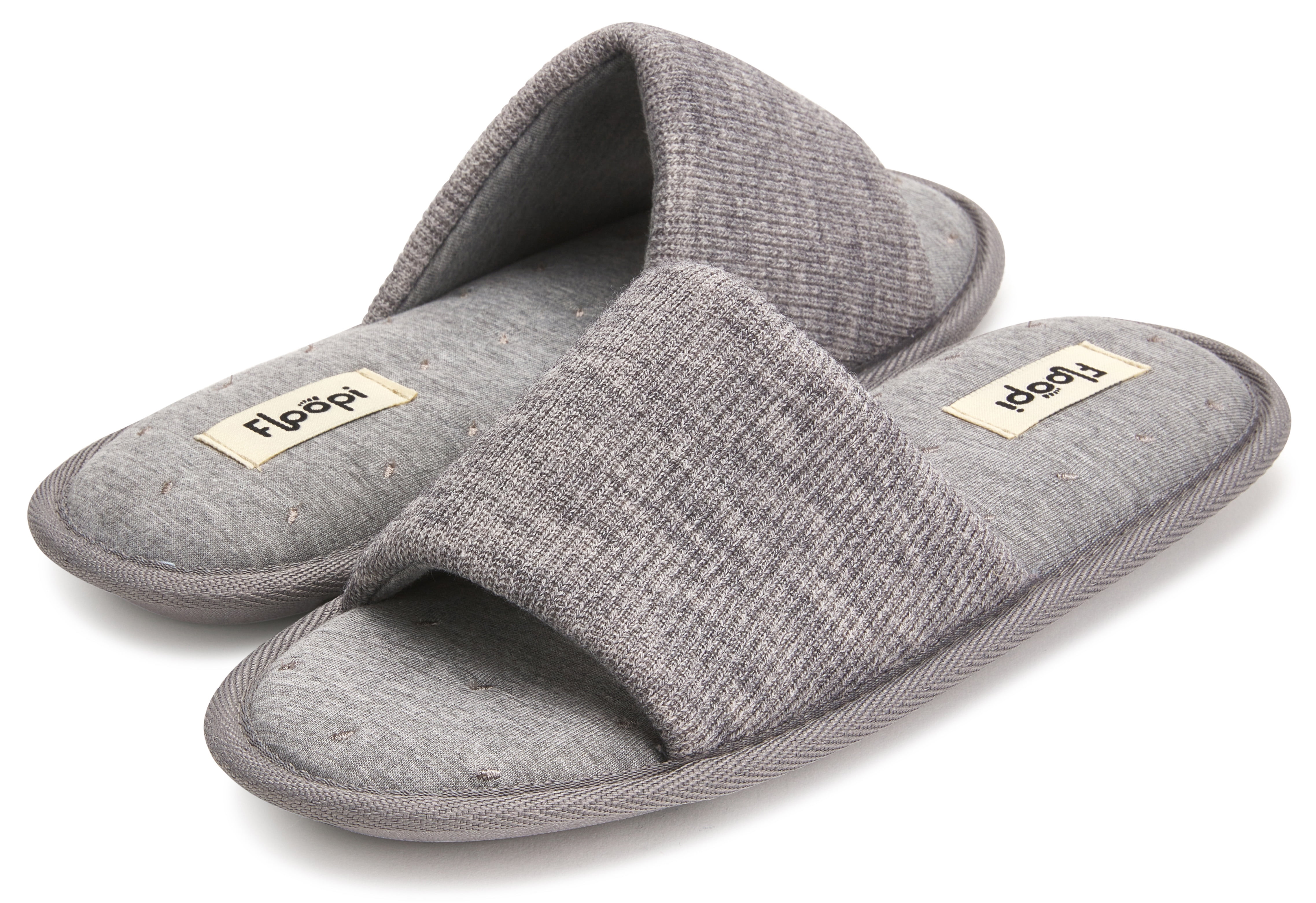 Floopi Women's Open Toe Soft Knit Slide W/Embroidery Stitch Jersey ...