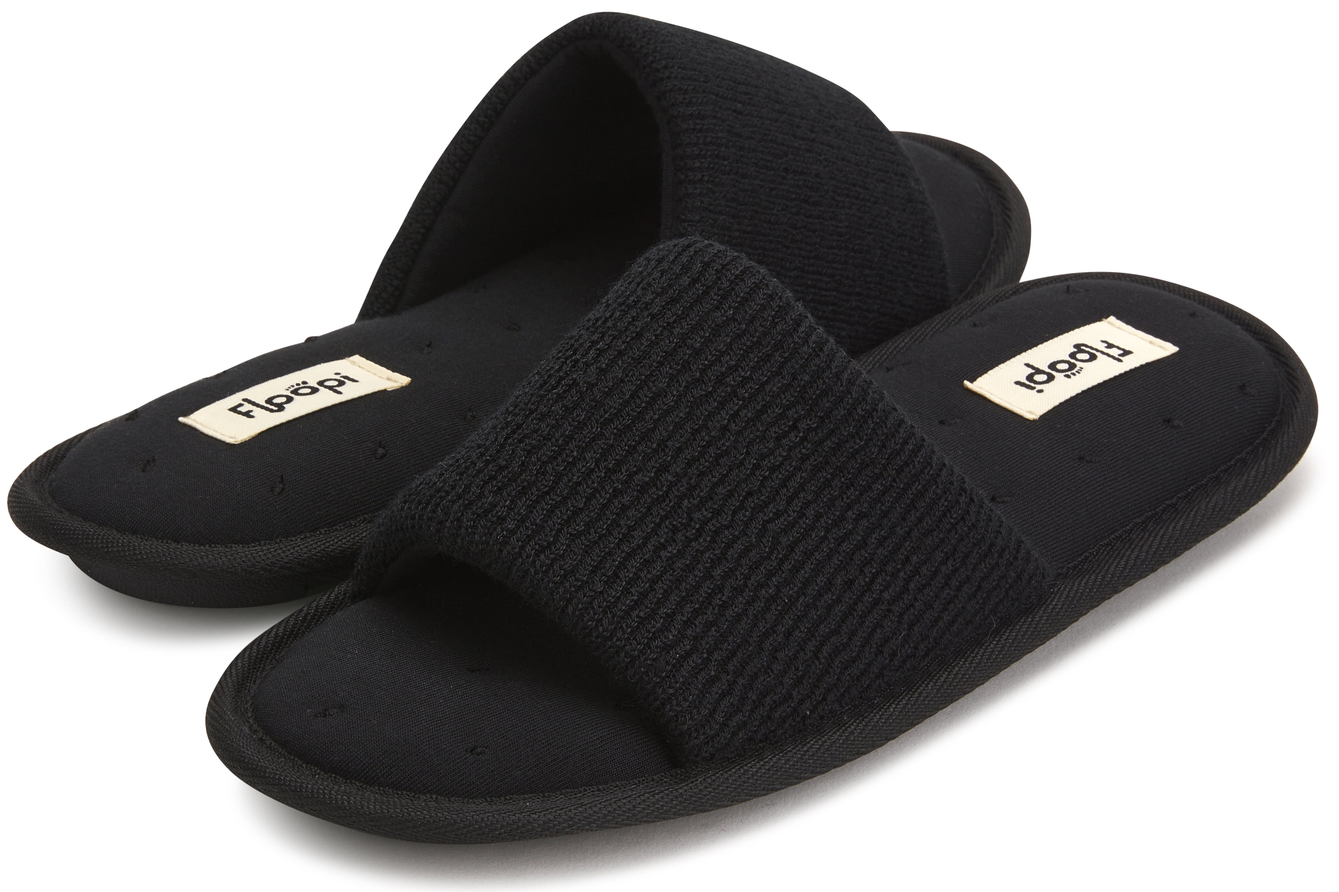 Floopi Women's Open Toe Soft Knit Slide W/Embroidery Stitch Jersey ...