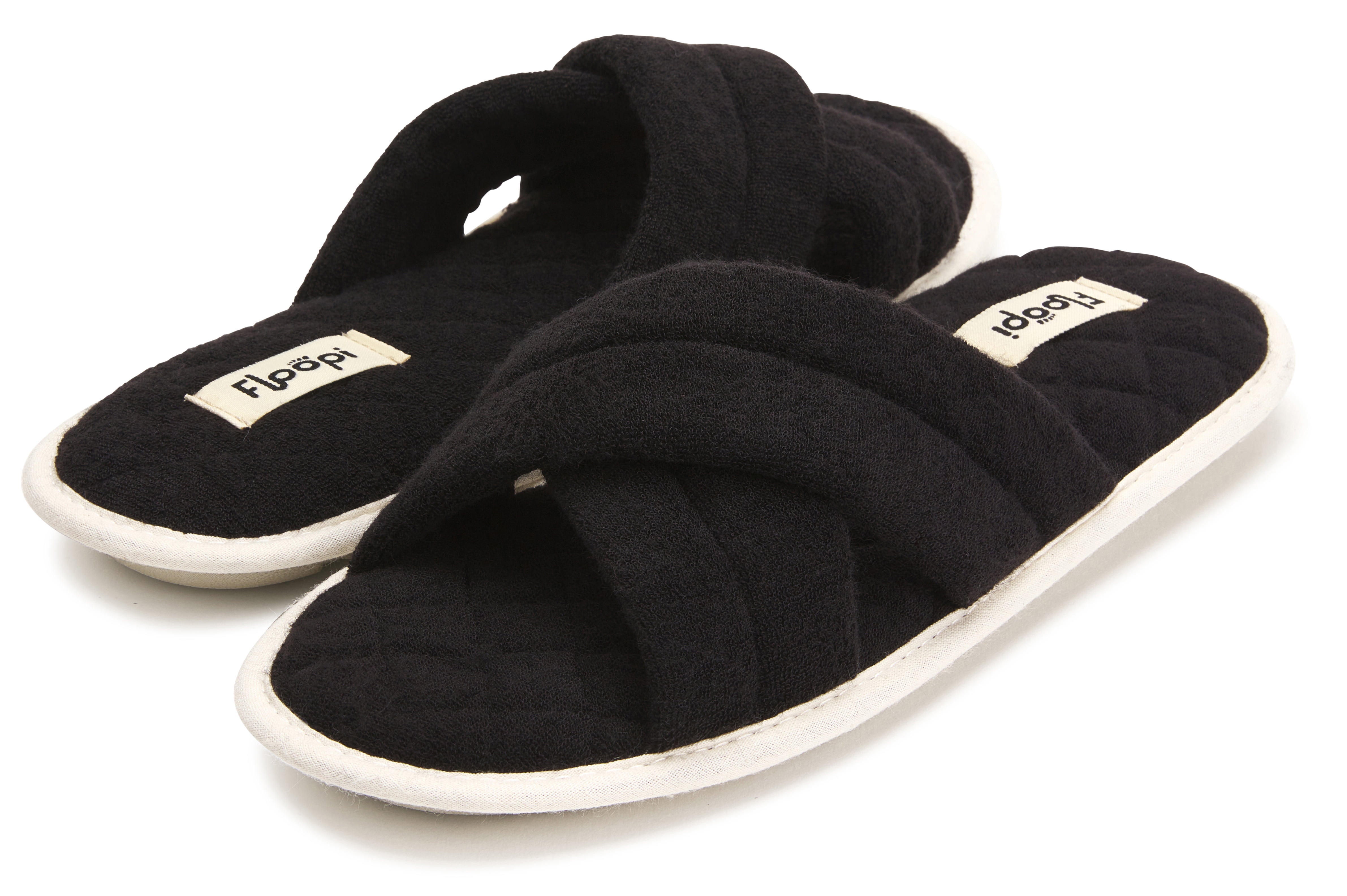 Floopi Women's Soft Criss Cross Slide W/Quilted Terry Stitch Open Toe ...