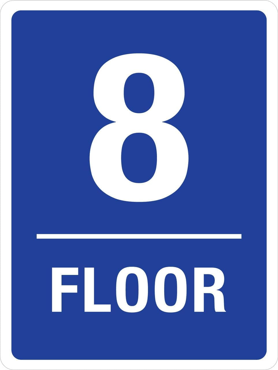 Floor 8 Blue Portrait - Wall Sign Facility Signs 8"x12" Metal Sign ...