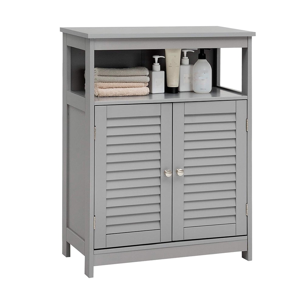 Floor Bathroom Cabinet, Wooden Freestanding Storage Cabinet with Double ...