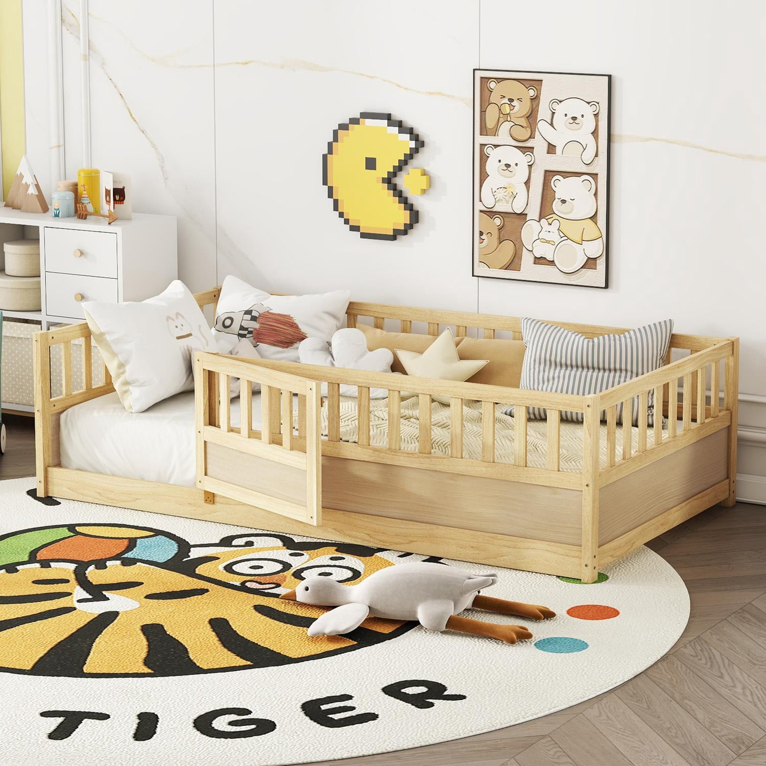 Floor Bed, Low-Profile Bed Frame, Twin Size Bed with High Safety ...
