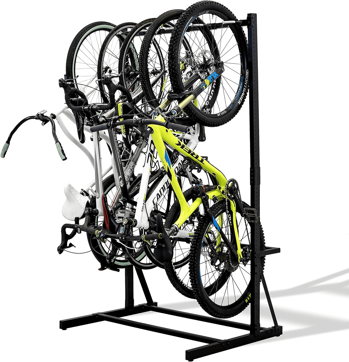 Floor Bike Rack Garage Free Standing with 5 Hooks,Vertical Bike Stand ...
