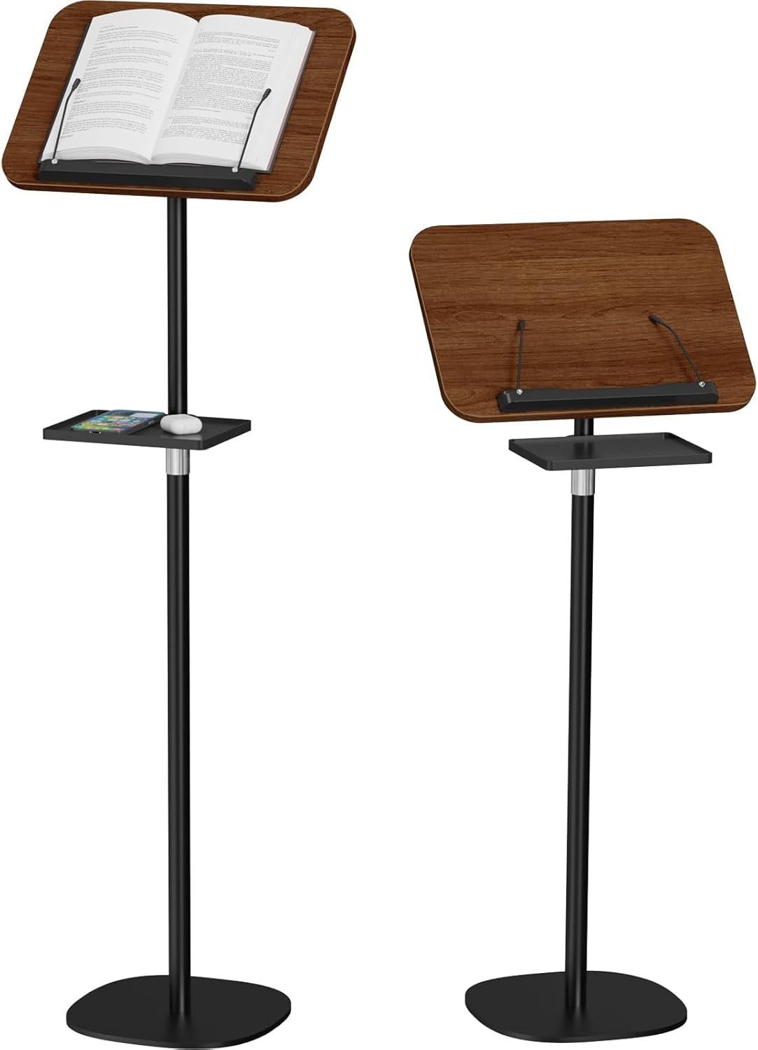 Floor Book Stand with Removable Tray, Wood Standing Book Stand for ...