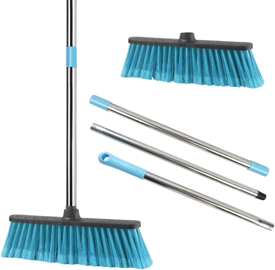 Floor Broom with Adjustable Long Handle Stiff Bristle Grout Brooms ...