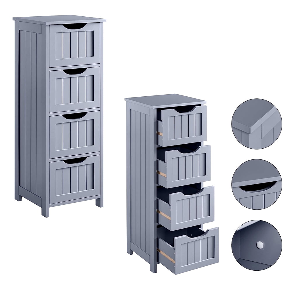 Floor Cabinet, Wooden Side Storage Cabinet with 4 Drawers ...