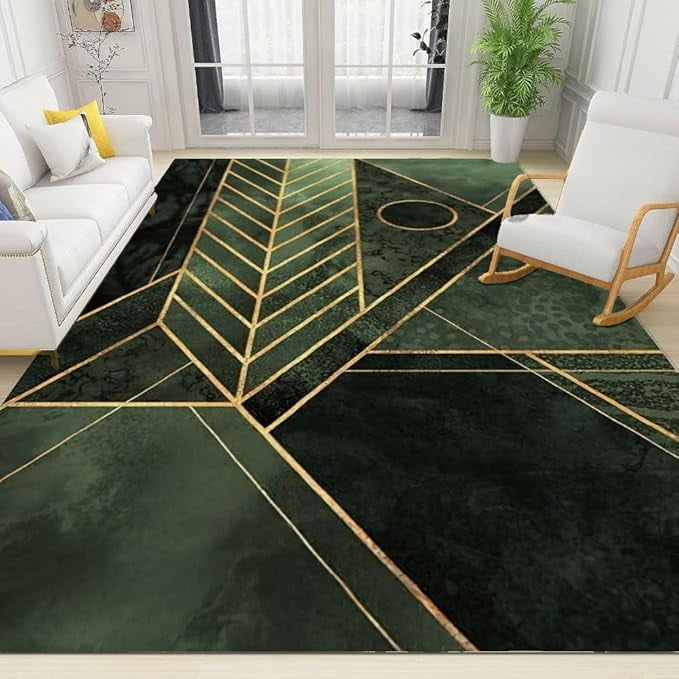 Floor Carpet, Vintage Emerald Green Marble Area Rug, Abstract Luxury ...