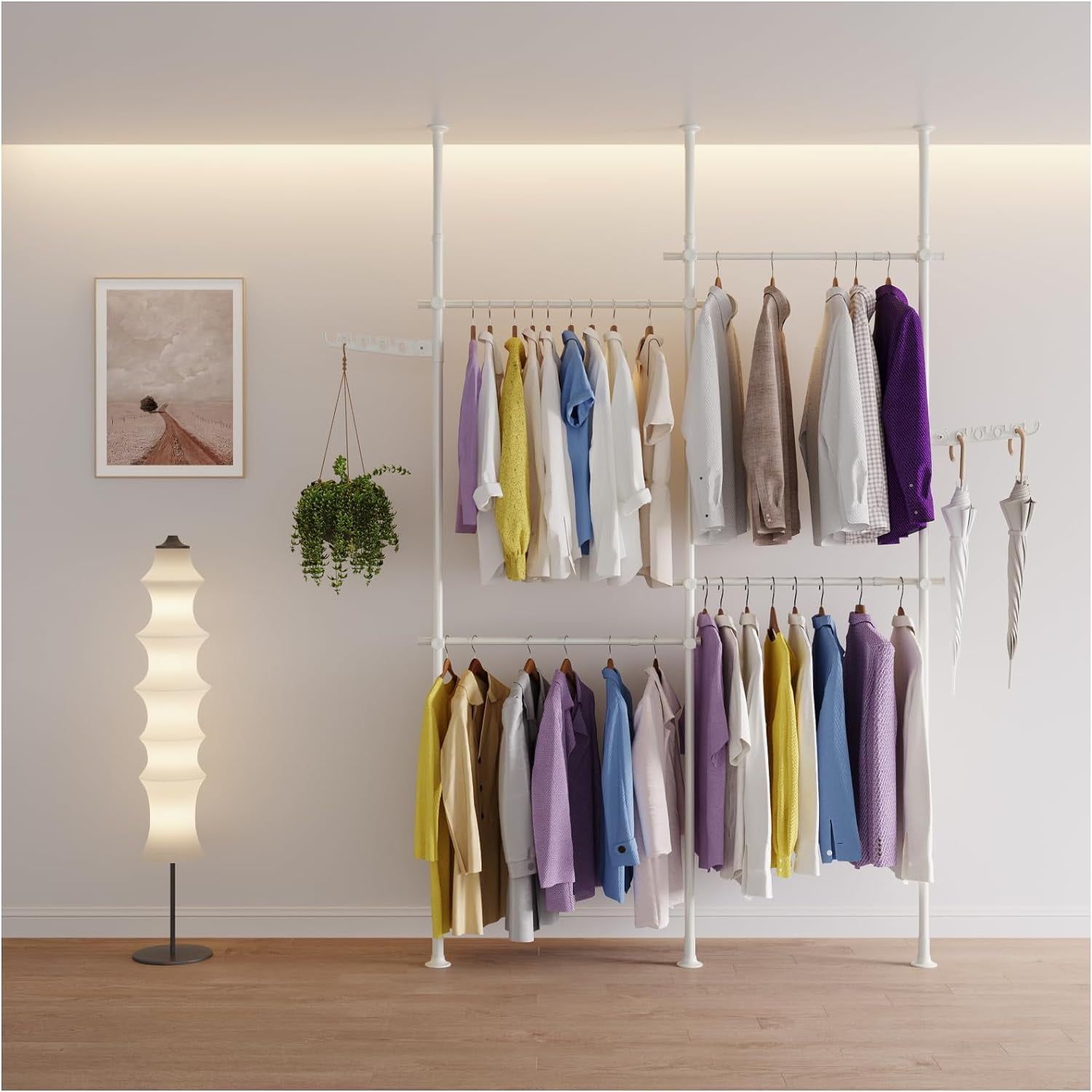 Floor to Ceiling Adjustble Garment Rack, Heavy Duty Double 4-Tier ...