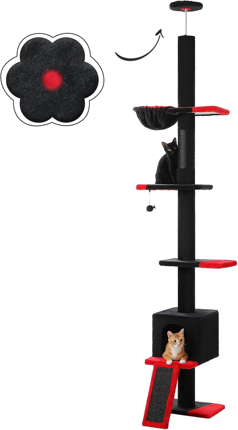 Floor to Ceiling Cat Tree, Gothic Cat Tower 5 Tiers Tall (83-108 Inches ...