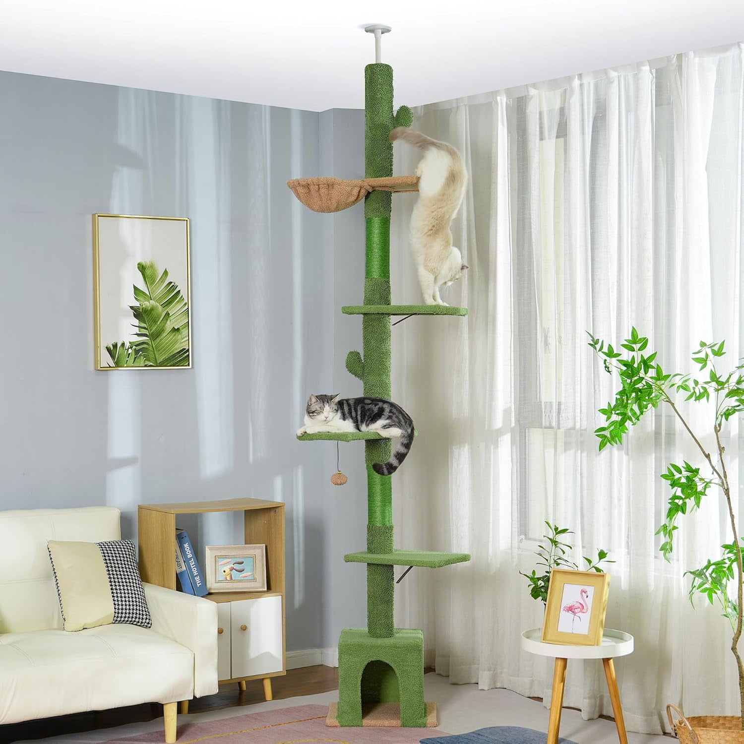 Floor to Ceiling Cat Tree Tall Cat Tower with Adjustable Height (81.8 ...