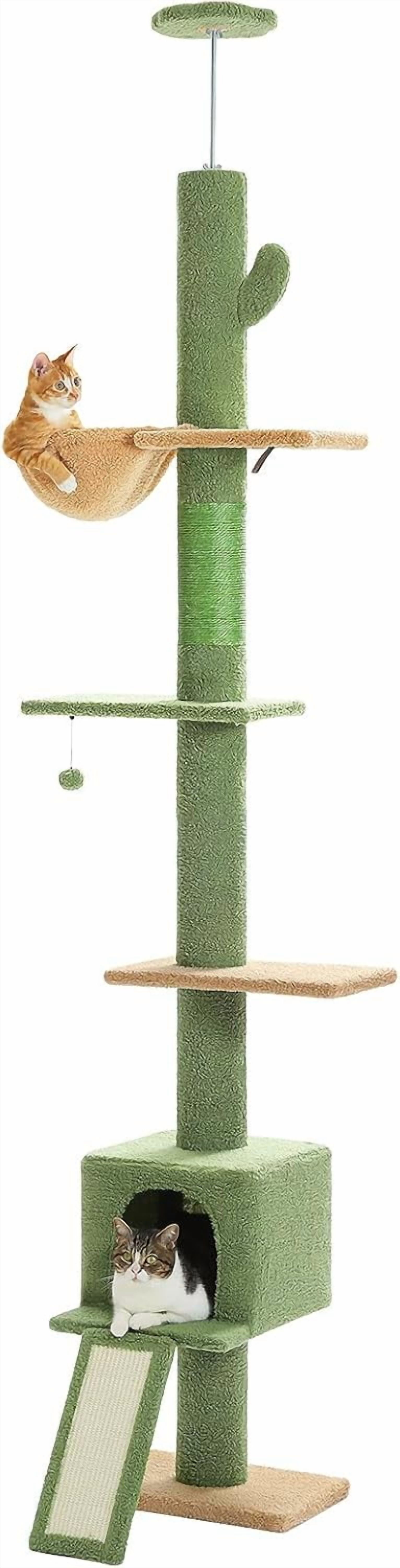 Floor to Ceiling Cat Tree, Tall Cat Tower, Adjustable Height (83''-108 ...
