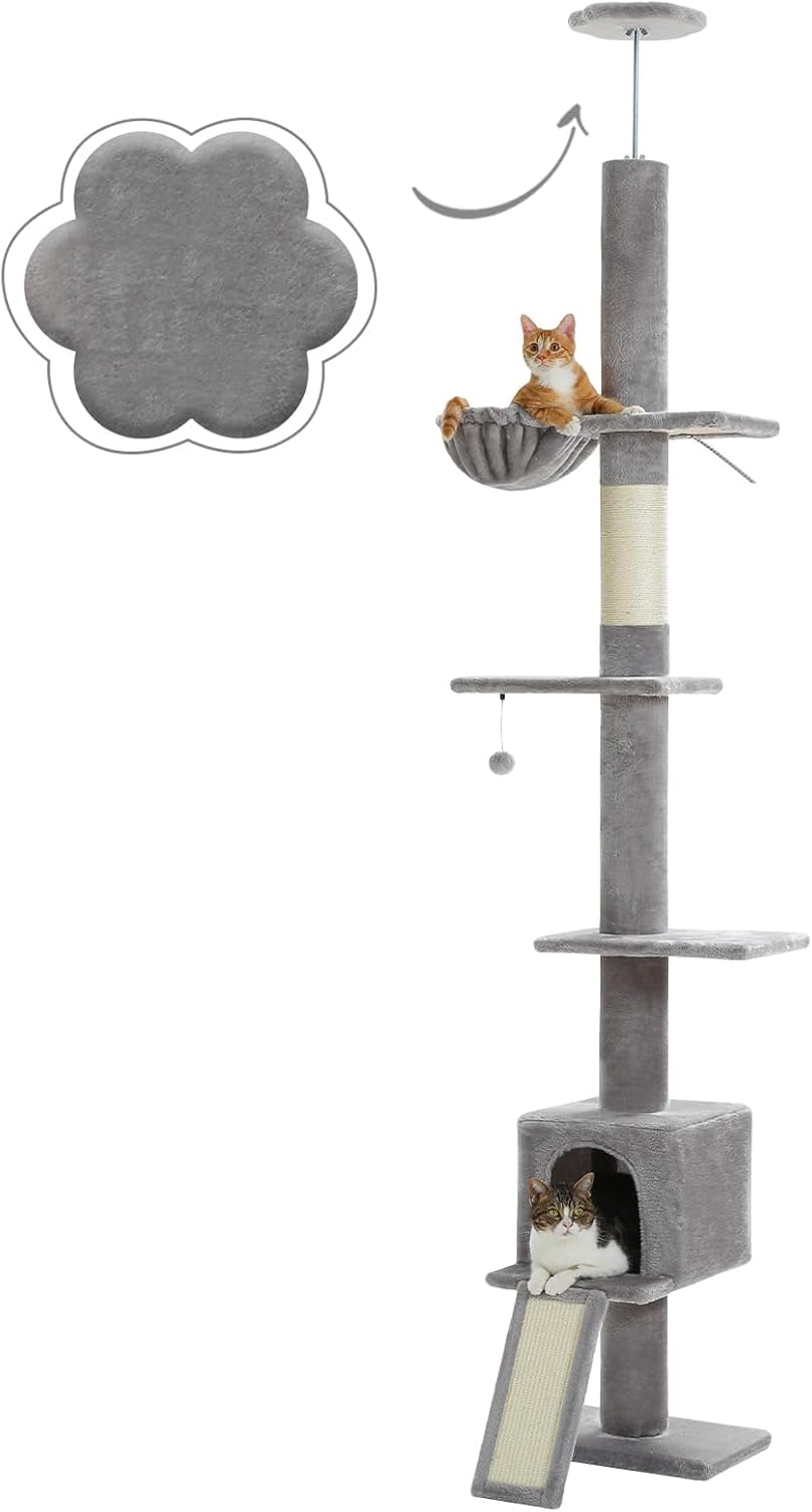 Floor to Ceiling Cat Tree, Cat Tower 5 Tiers Tall (83-108 Inches ...
