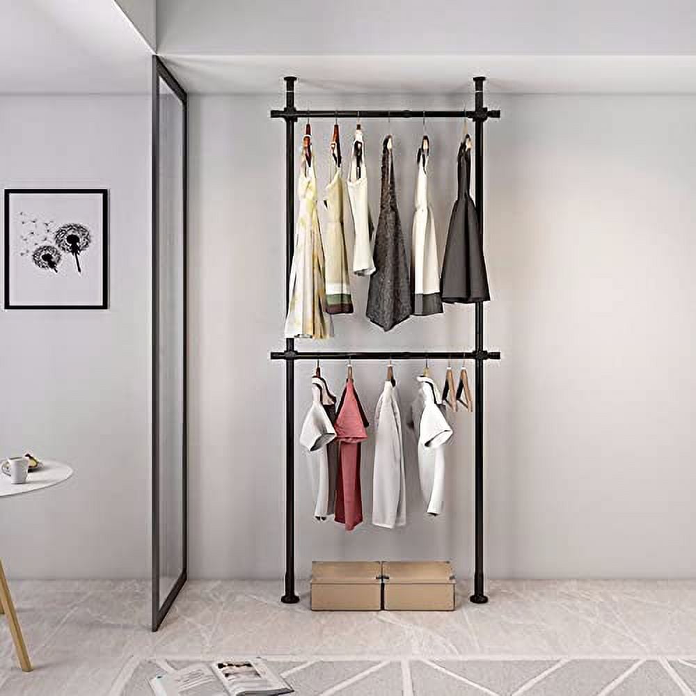 Floor to Ceiling Heavy Duty Garment Rack, Metal Adjustable Height ...