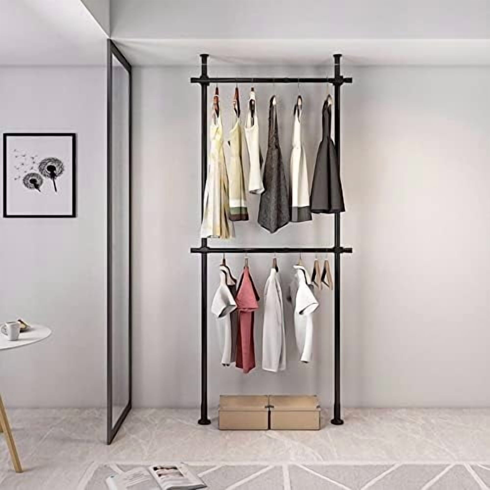Floor to Ceiling Heavy Duty Garment Rack, Metal Adjustable Height ...