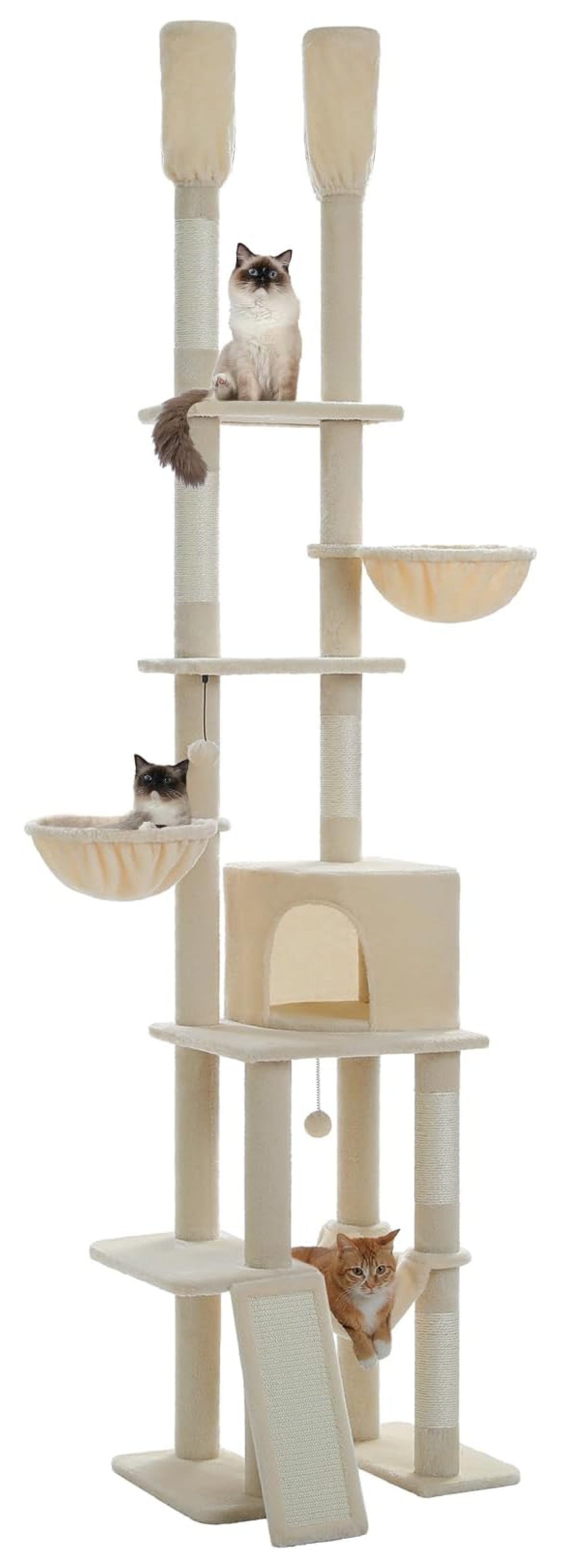 Floor to Ceiling Height (85-112 Inches) Adjustable, Tall Cat Tower 7 ...