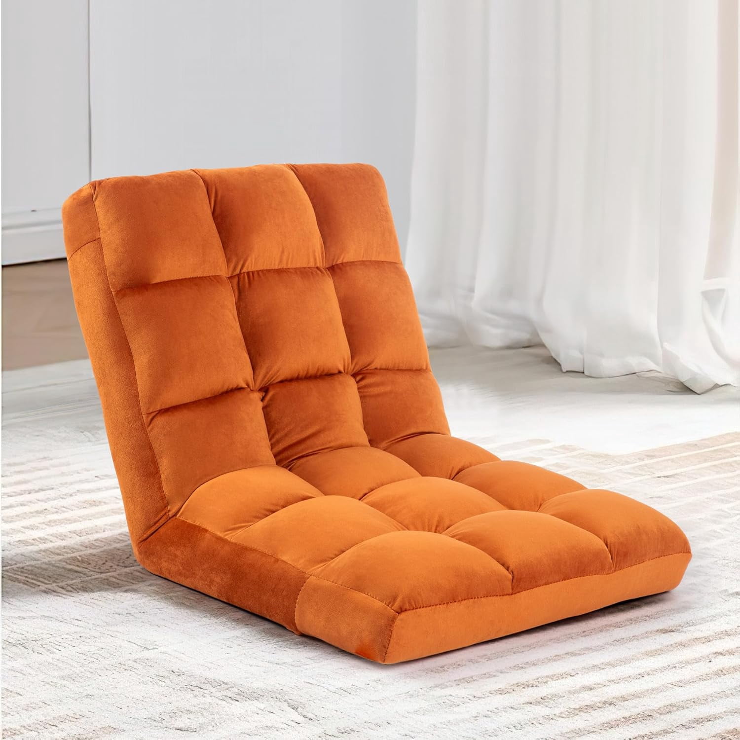 Floor Chair, 24 inches Wide Oversized Velvet Armless Lay Flat Floor ...