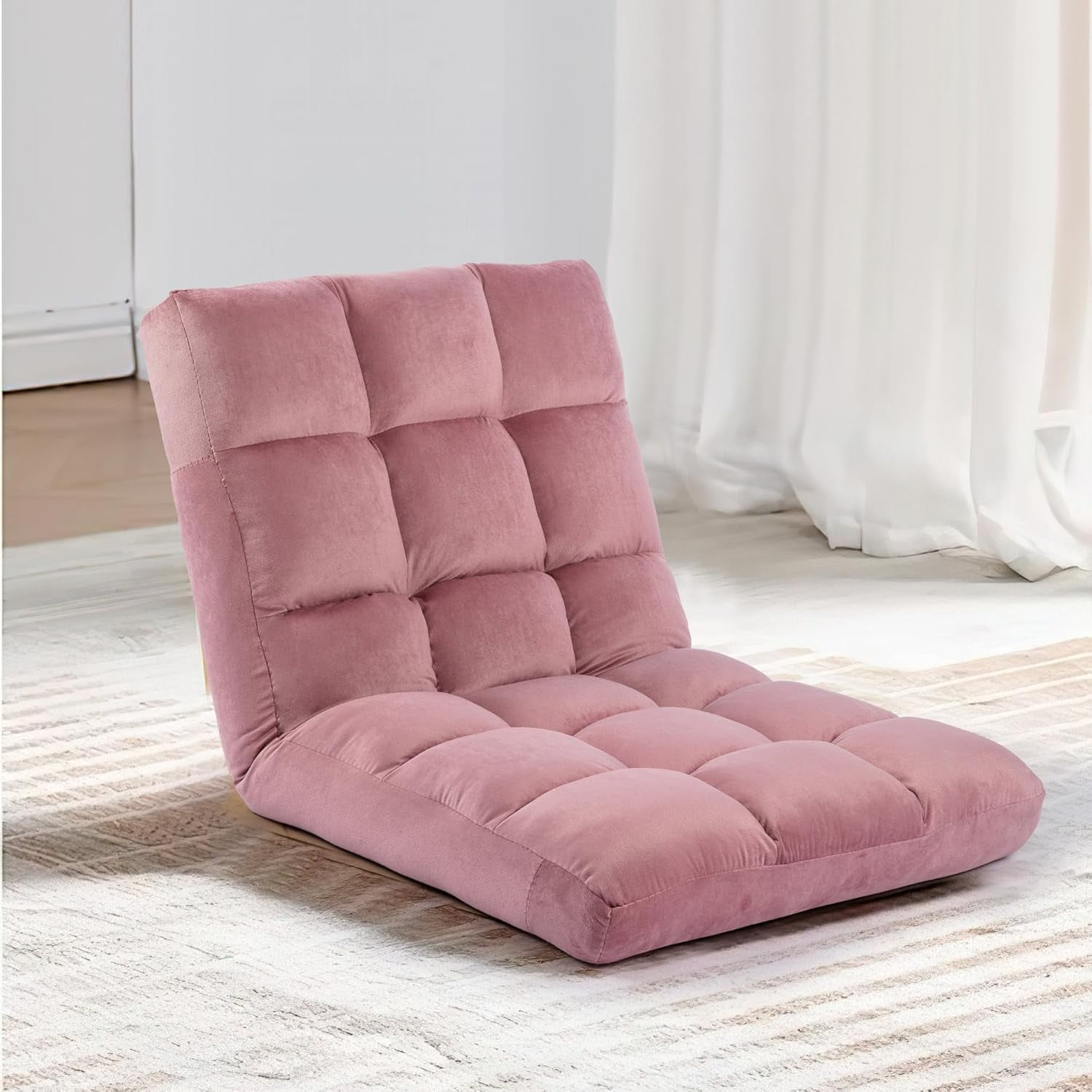 Floor Chair, 24 inches Wide Oversized Velvet Armless Lay Flat Floor ...