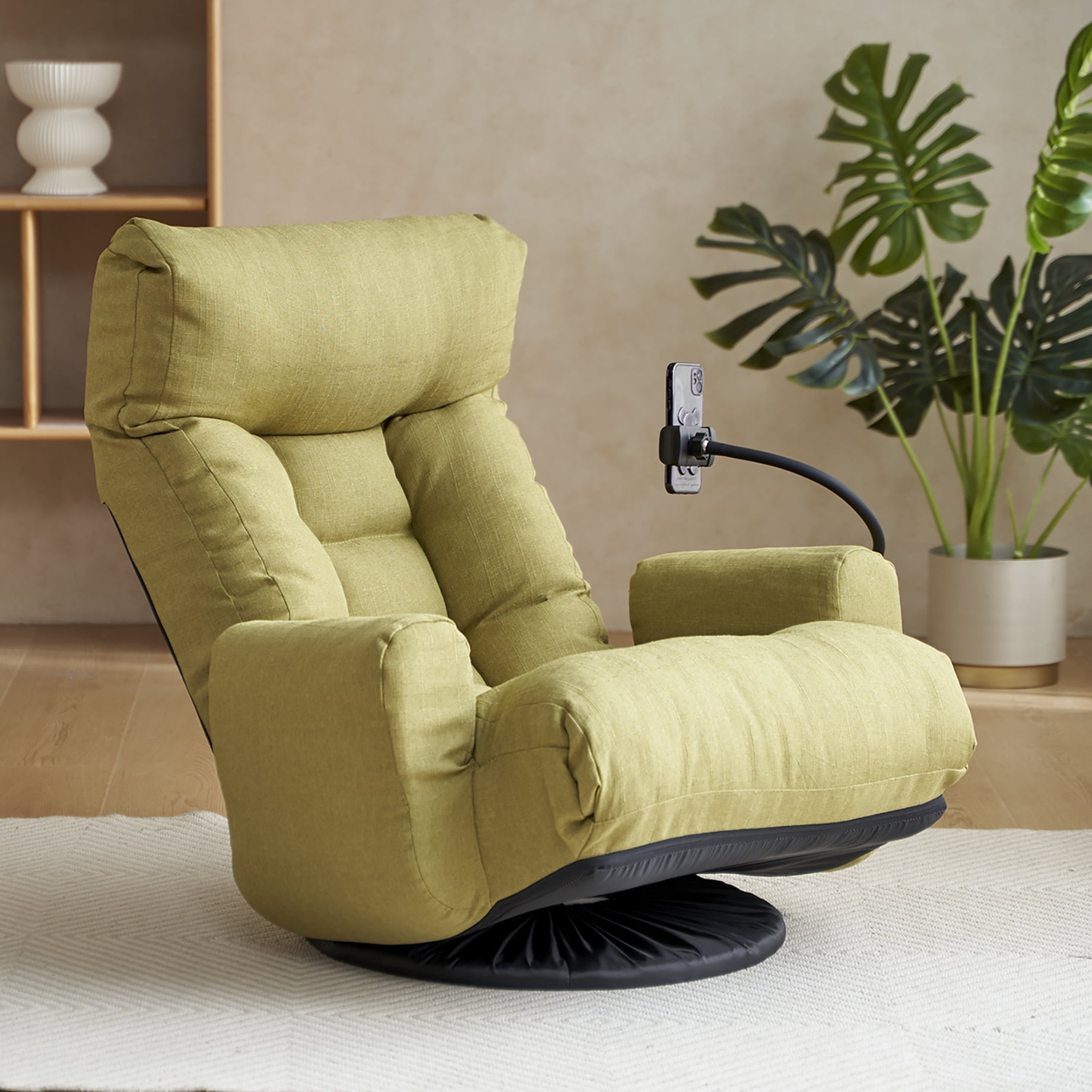 Floor Chair, Adjustable 360 Degree Rotatable Sofa Chair with Phone ...