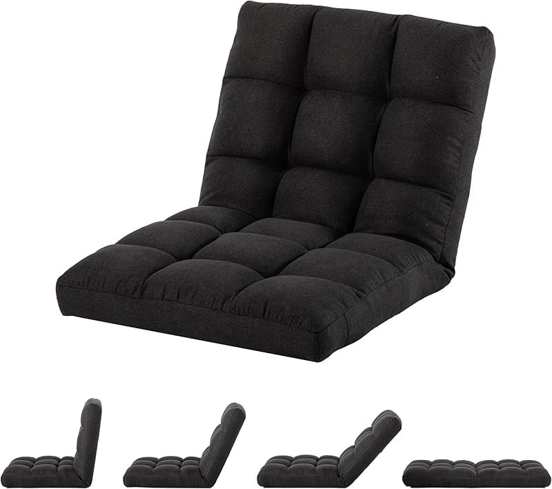 Floor Chair with Back Support Folding Chair with 6 Adjustable Position ...