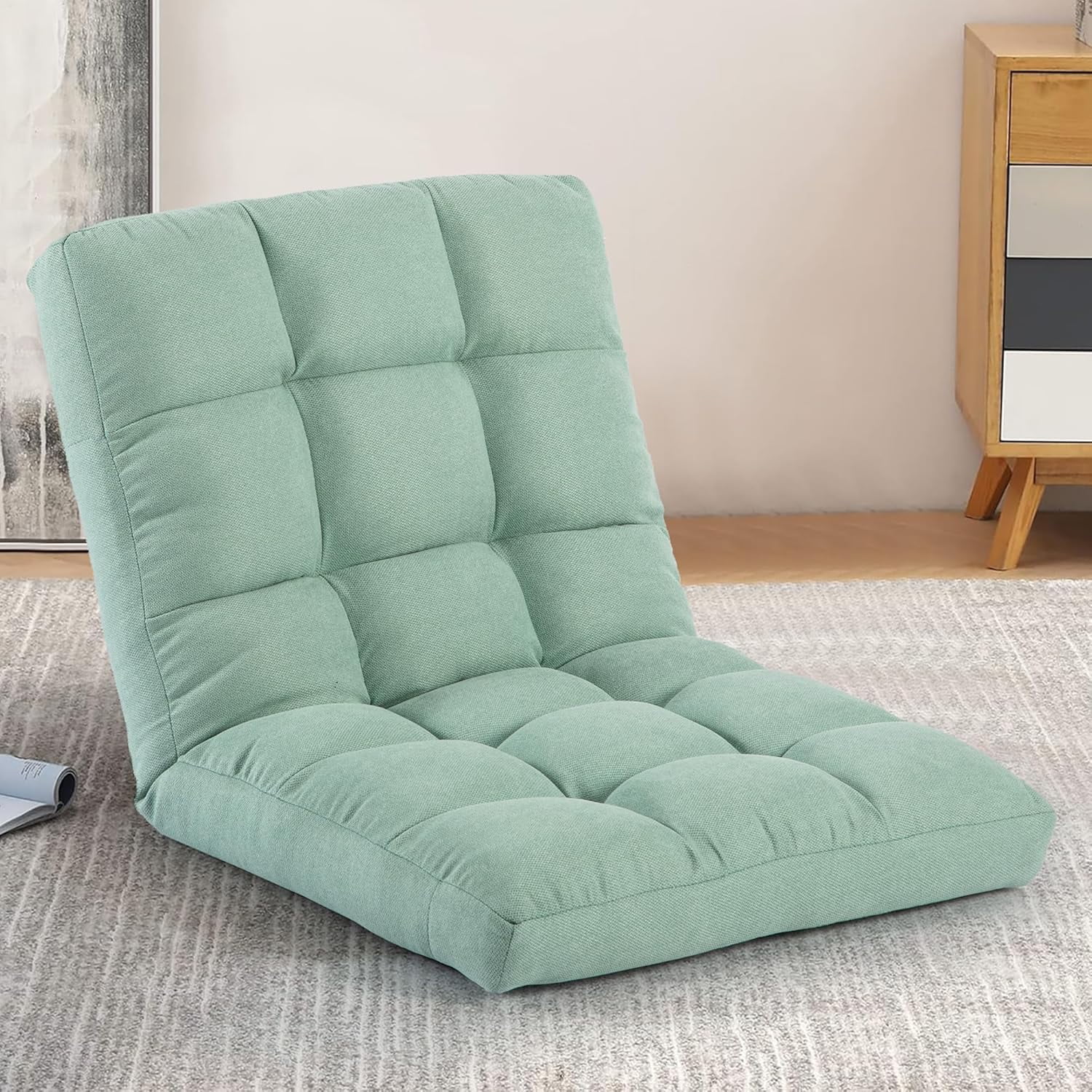 Floor Chair with Back Support Folding Chair with 6 Adjustable Position ...