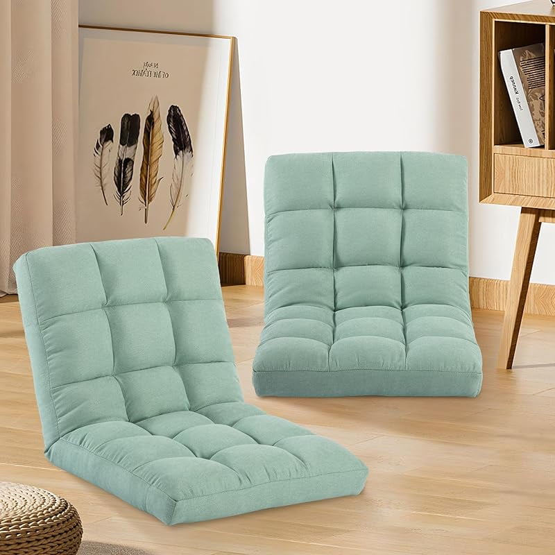 Floor Chair with Back Support Folding Chair with 6 Adjustable Position ...