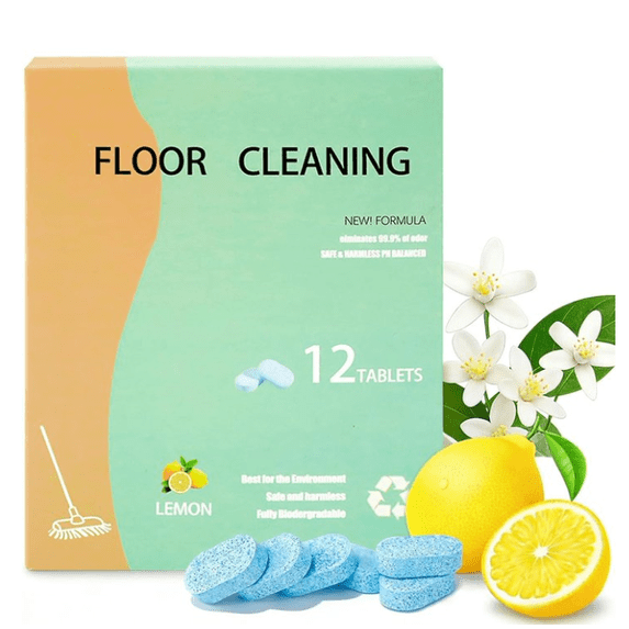 Floor Cleaner, 12-Piece Lemon Scent Tablets, Long-Lasting Fresh Lemon ...