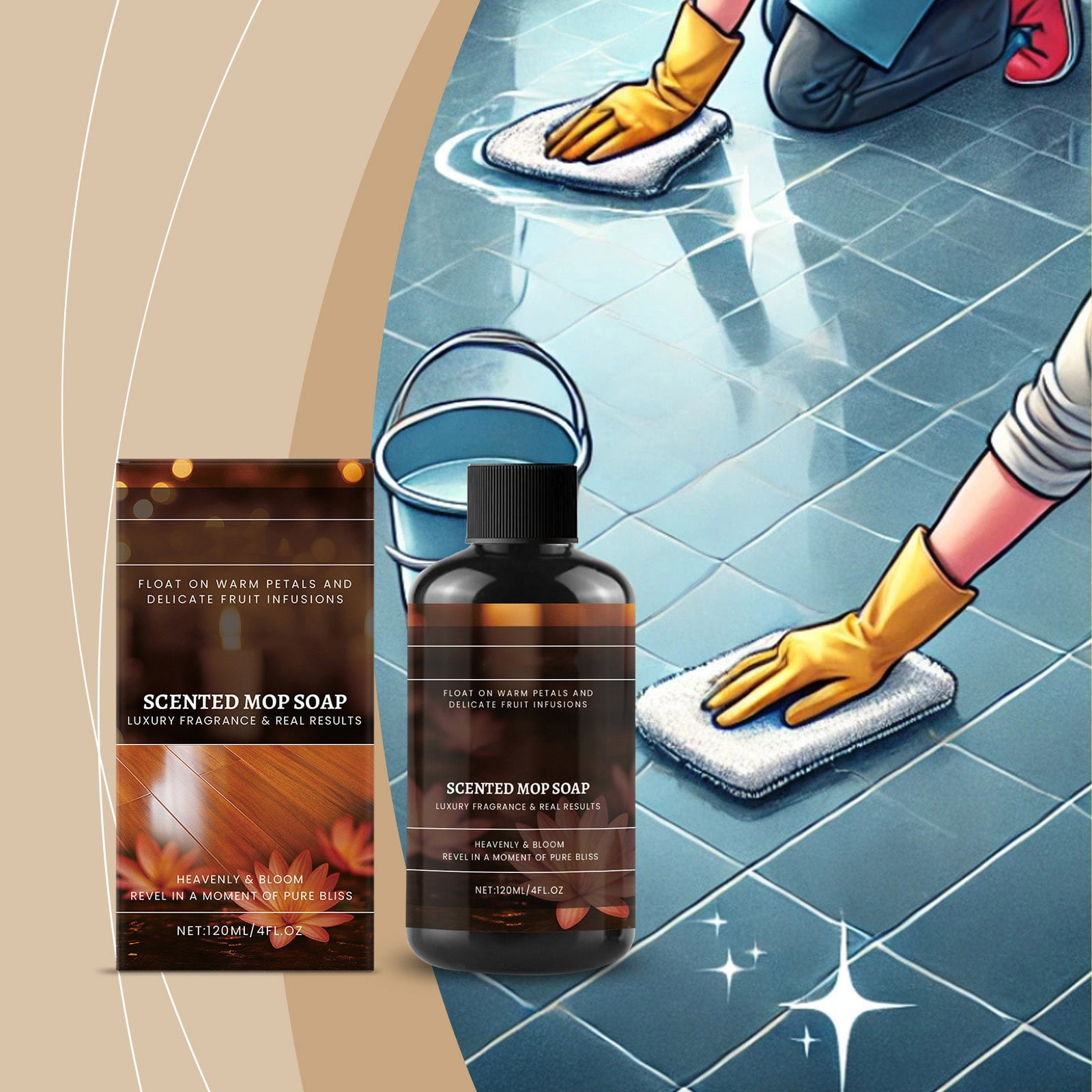 Floor Cleaner Solution 120ml | Multi-Surface Stain Remover for Solid Wood, Tile, Laminate ...