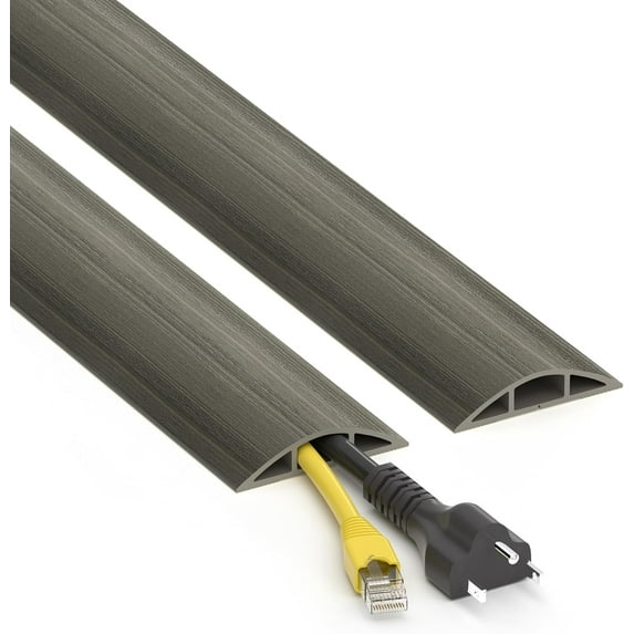 Floor Cord Cover 4ft, Gray Oak Wood Wire Hider Hide Extension Cords ...