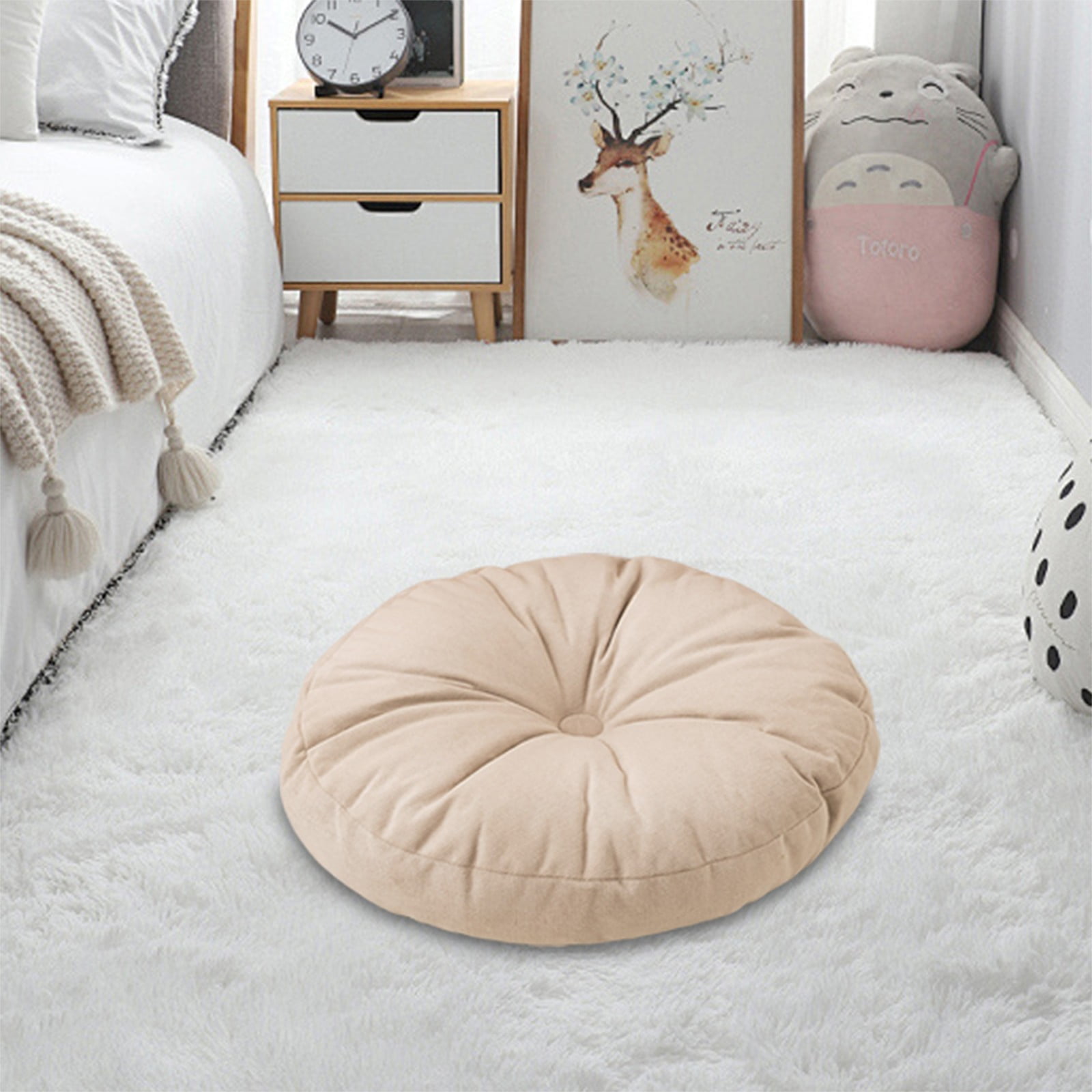 Floor Cushion, 15.7 Inch Flexible Round Seating Pillow, Reading Cushion ...
